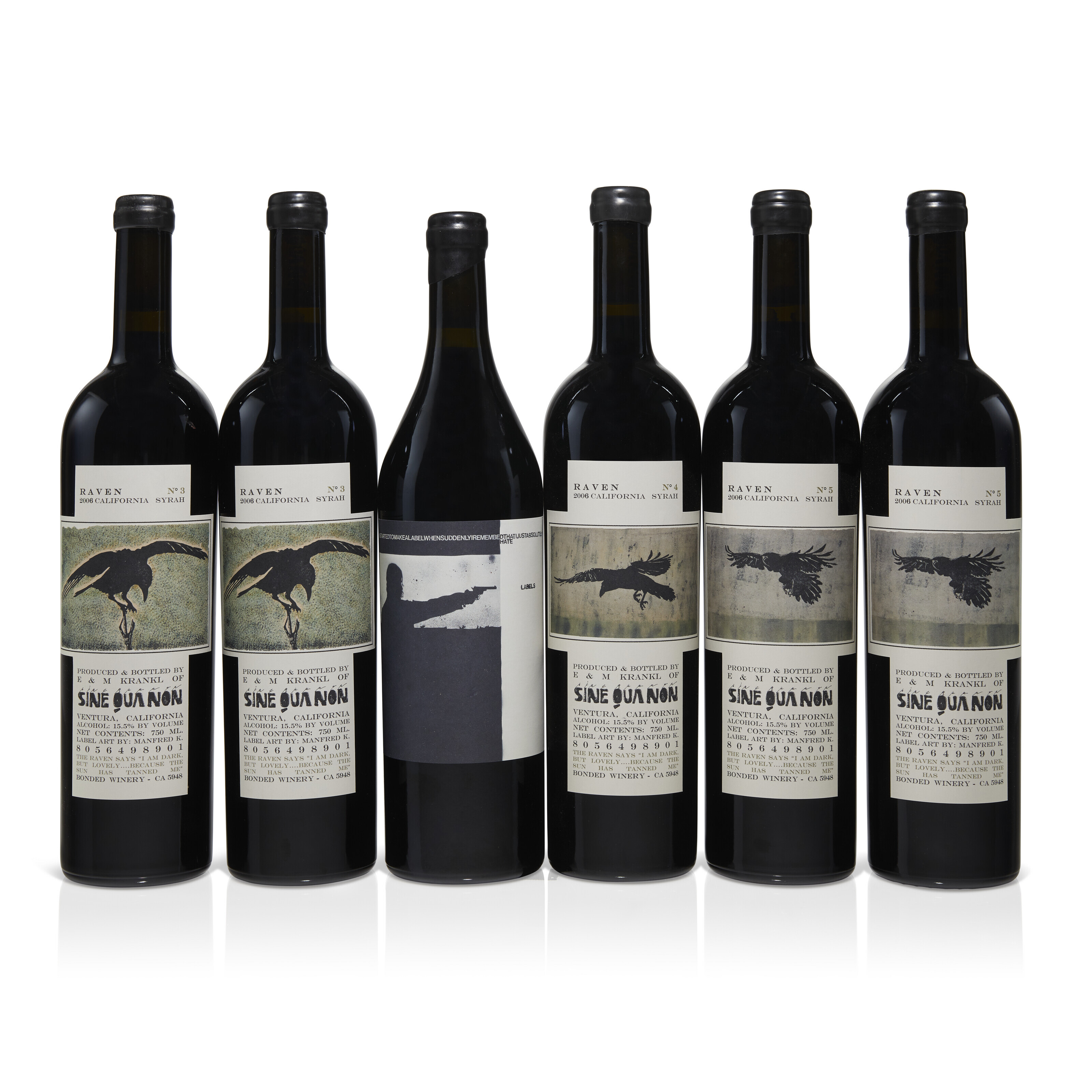 Mixed Sine Qua Non 2006 & 2007, Sine Qua Non, Raven Label #3, Syrah ...