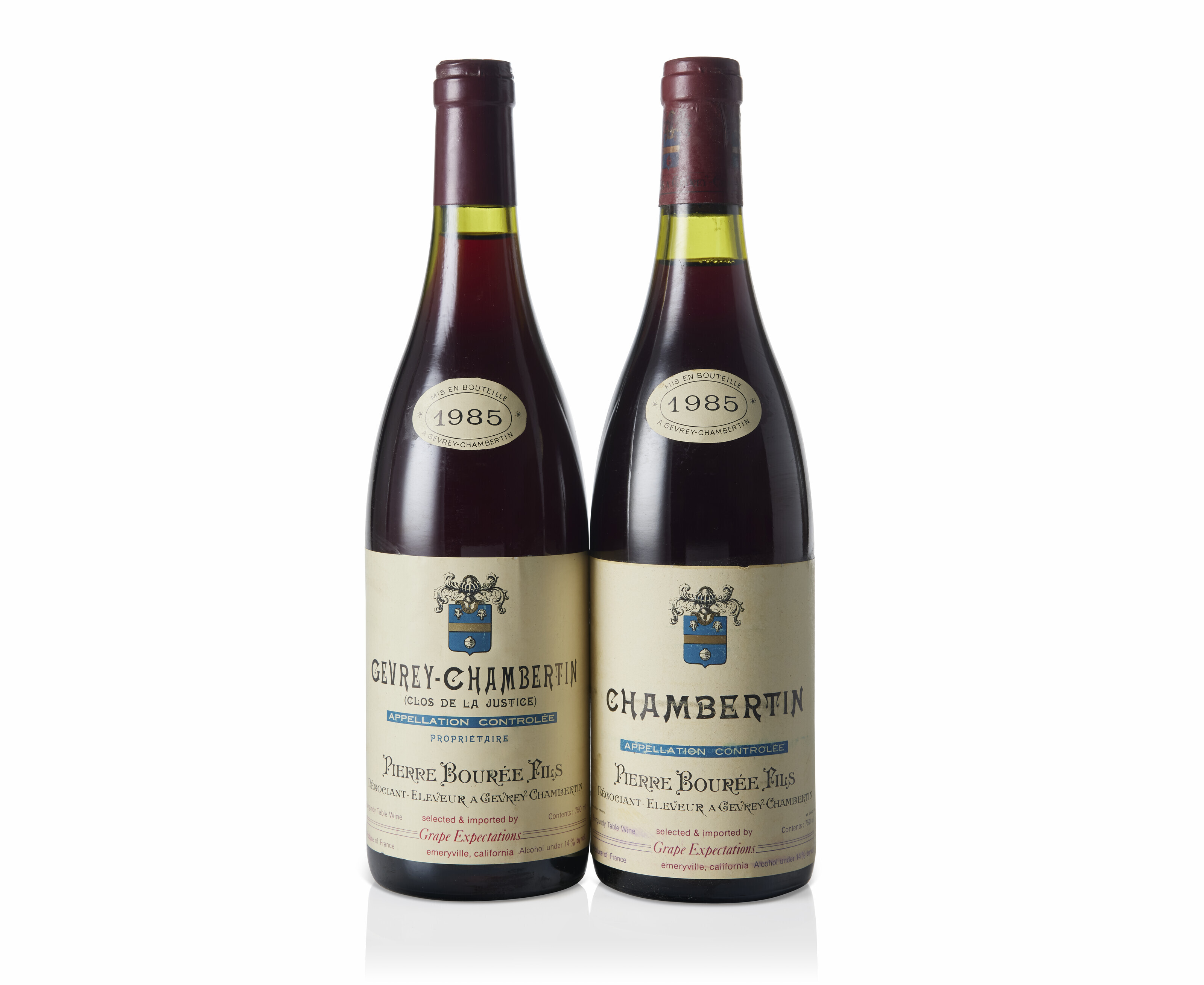 Mixed Pierre Bourée Fils 1985, Chambertin 1985Slightly bin-soiled ...