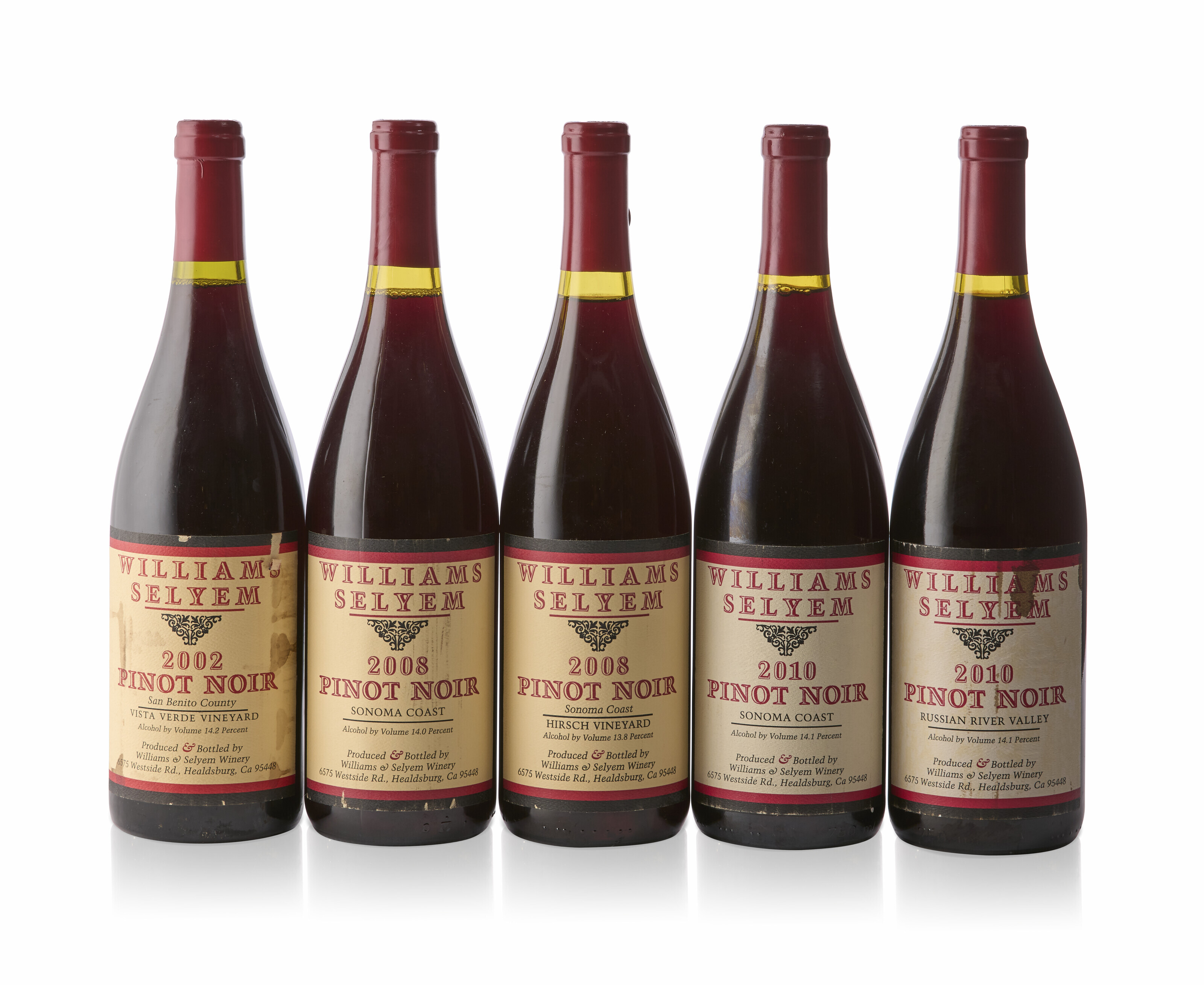 Mixed Williams Selyem, Pinot Noir, Vista Verde 2002Damaged and stained ...