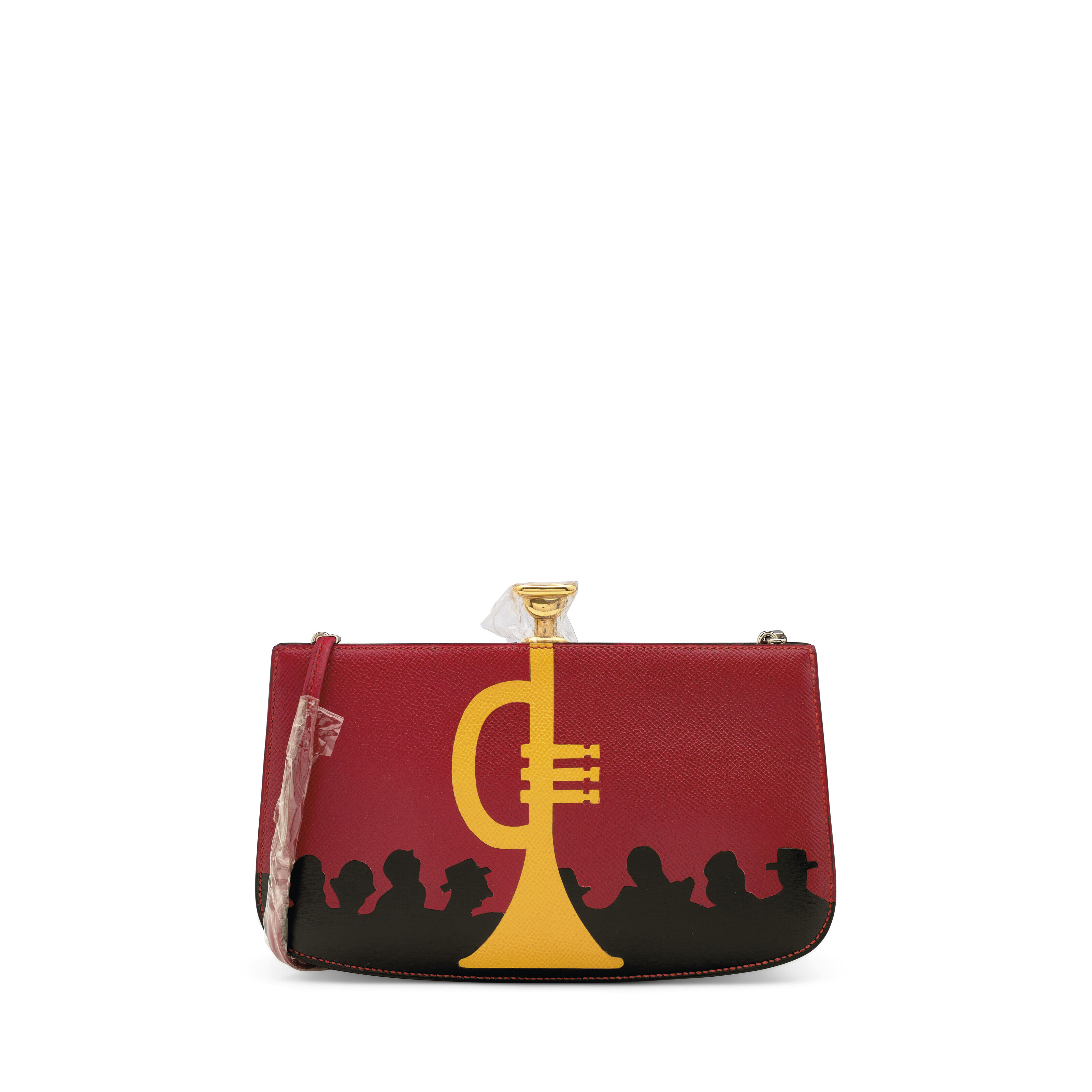A ROUGE VIF & YELLOW EPSOM LEATHER AND BLACK CALF BOX LEATHER JAZZ SAC ...