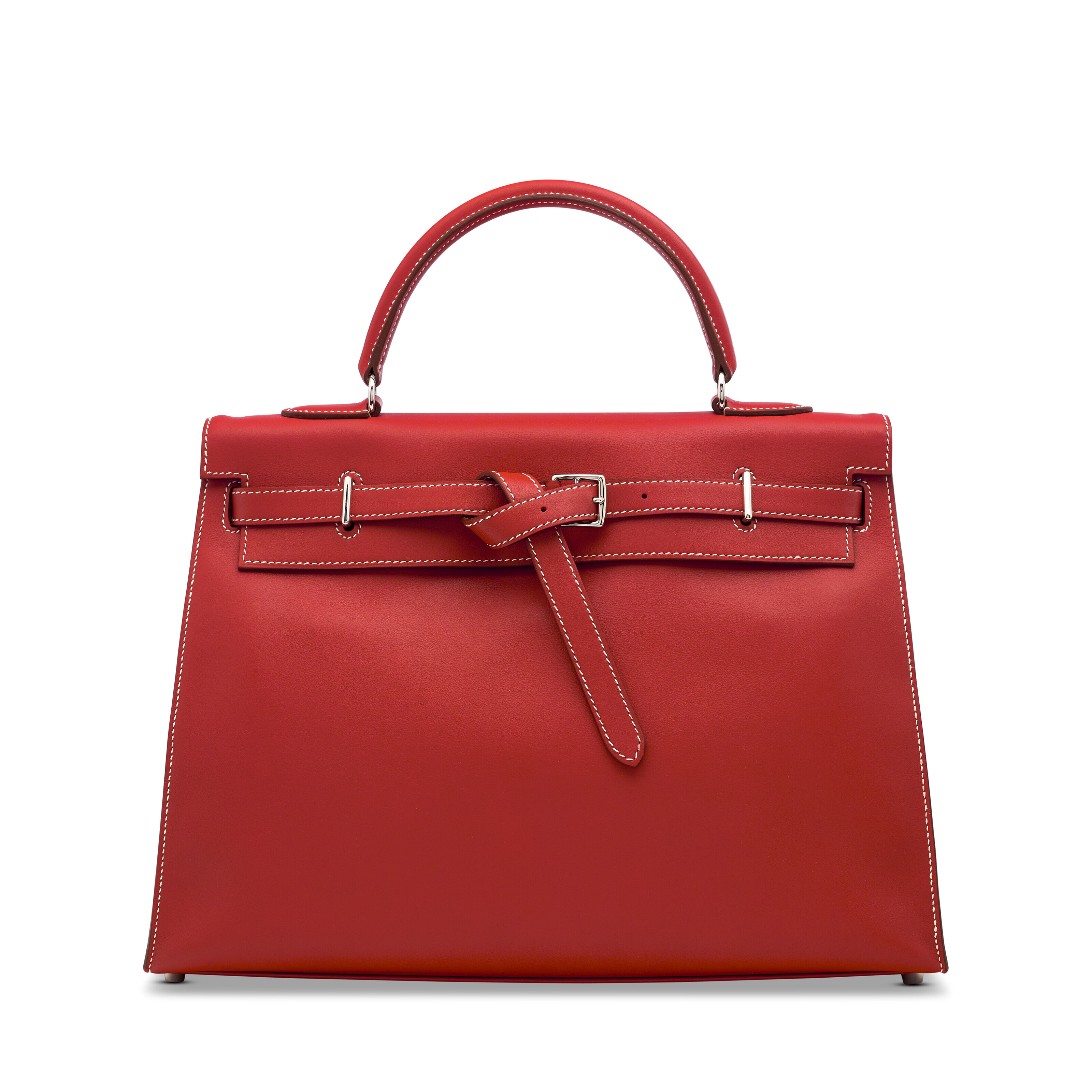 A ROUGE CASAQUE SWIFT LEATHER KELLY FLAT 35 WITH PALLADIUM HARDWARE ...