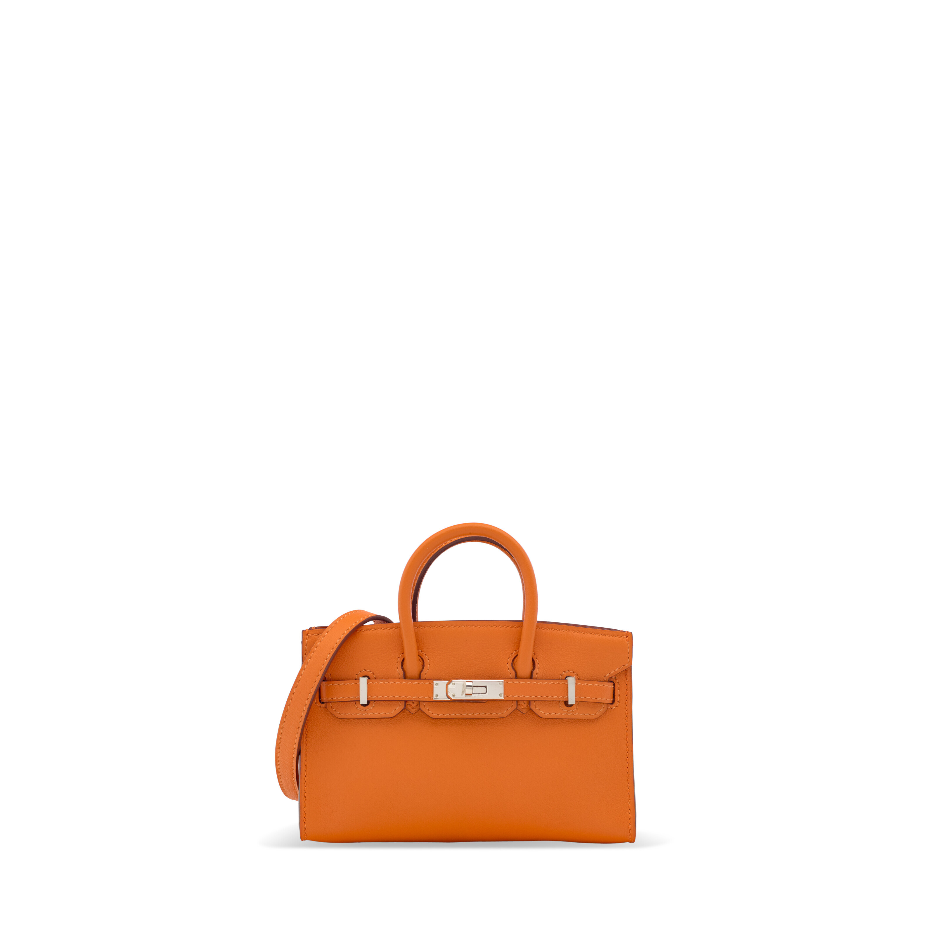 AN ORANGE H SWIFT LEATHER MICRO MINI BIRKIN WITH PALLADIUM HARDWARE ...