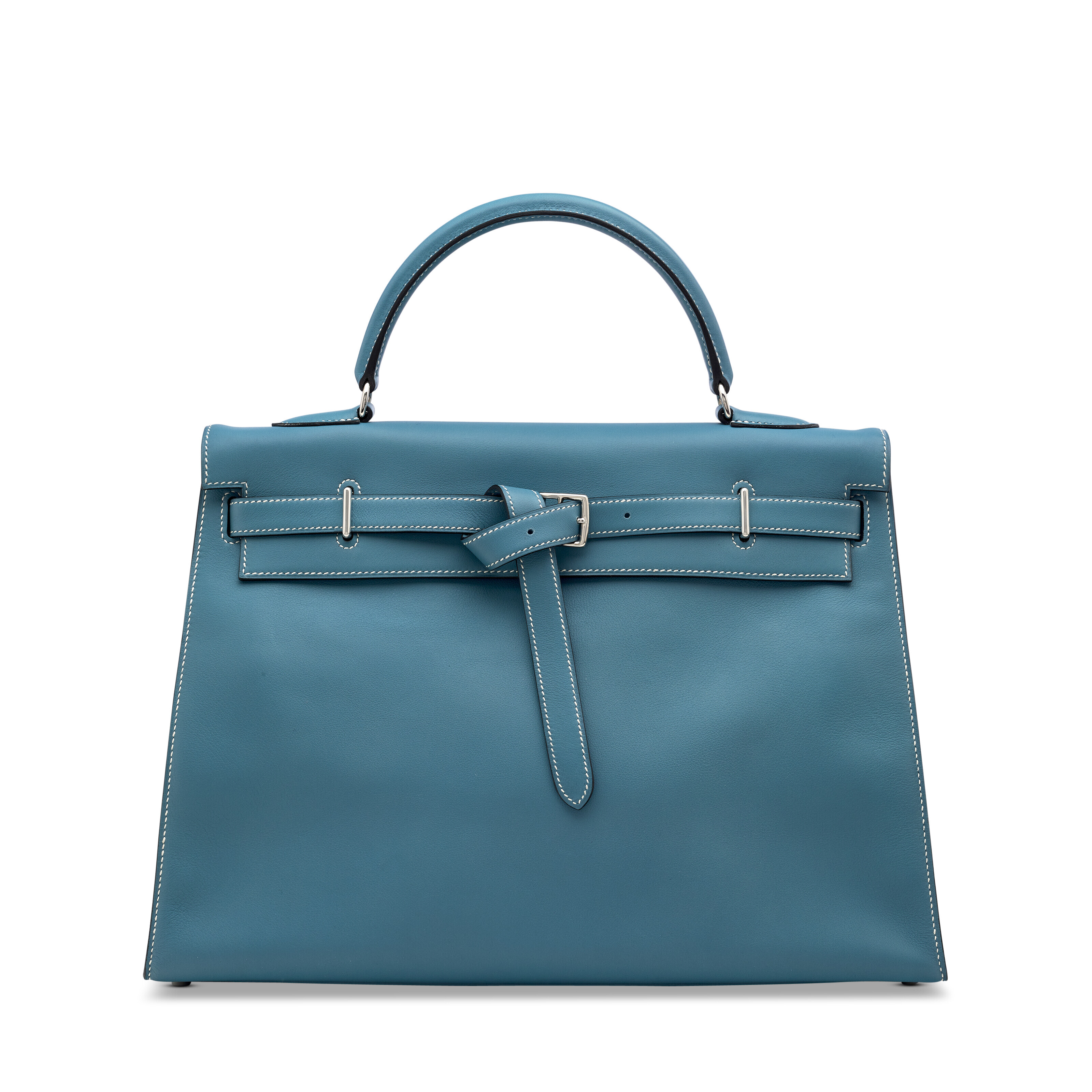 A BLEU JEAN SWIFT LEATHER KELLY FLAT 35 WITH PALLADIUM HARDWARE, HERMÈS ...