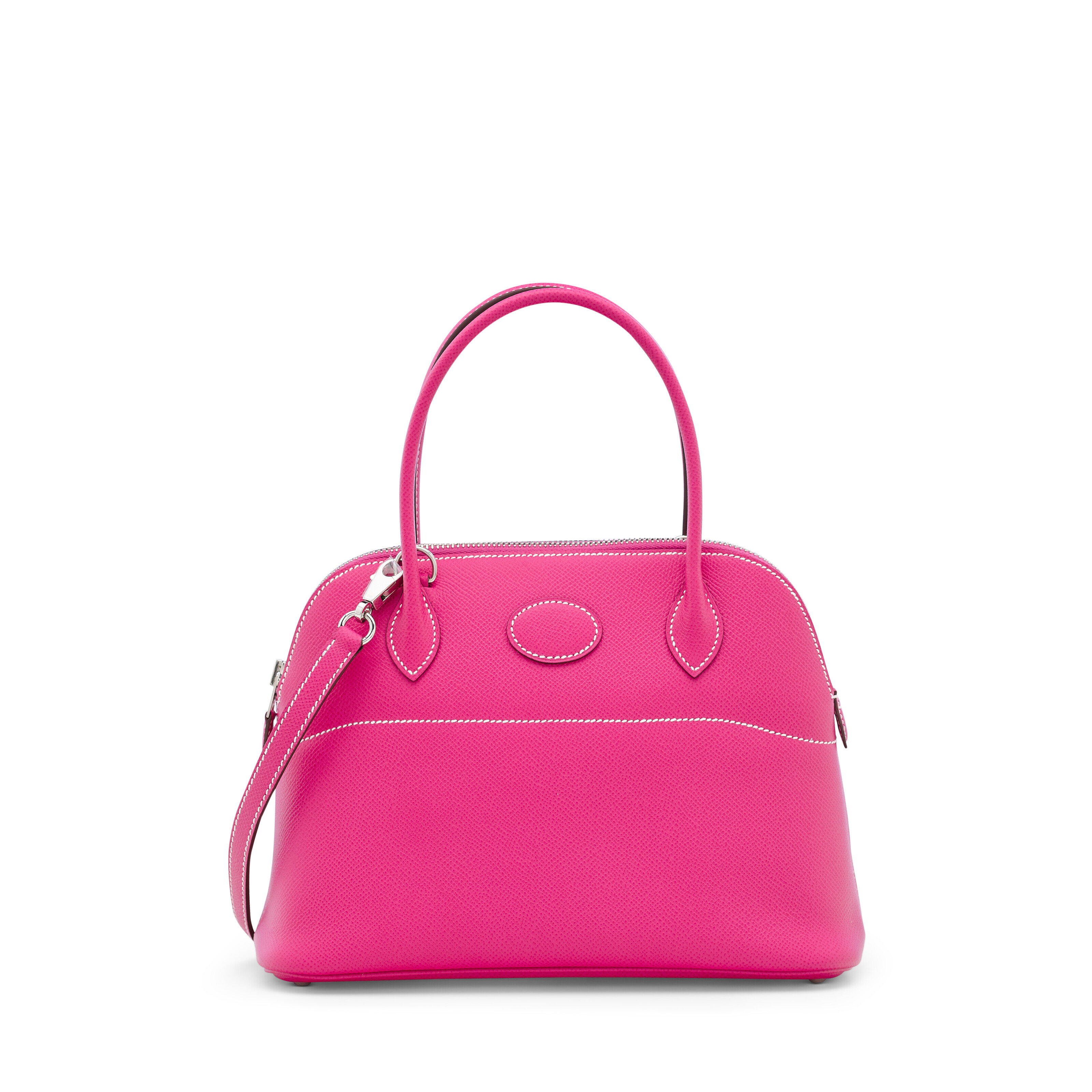 A ROSE TYRIEN EPSOM LEATHER BOLIDE 27 WITH PALLADIUM HARDWARE, HERMÈS ...