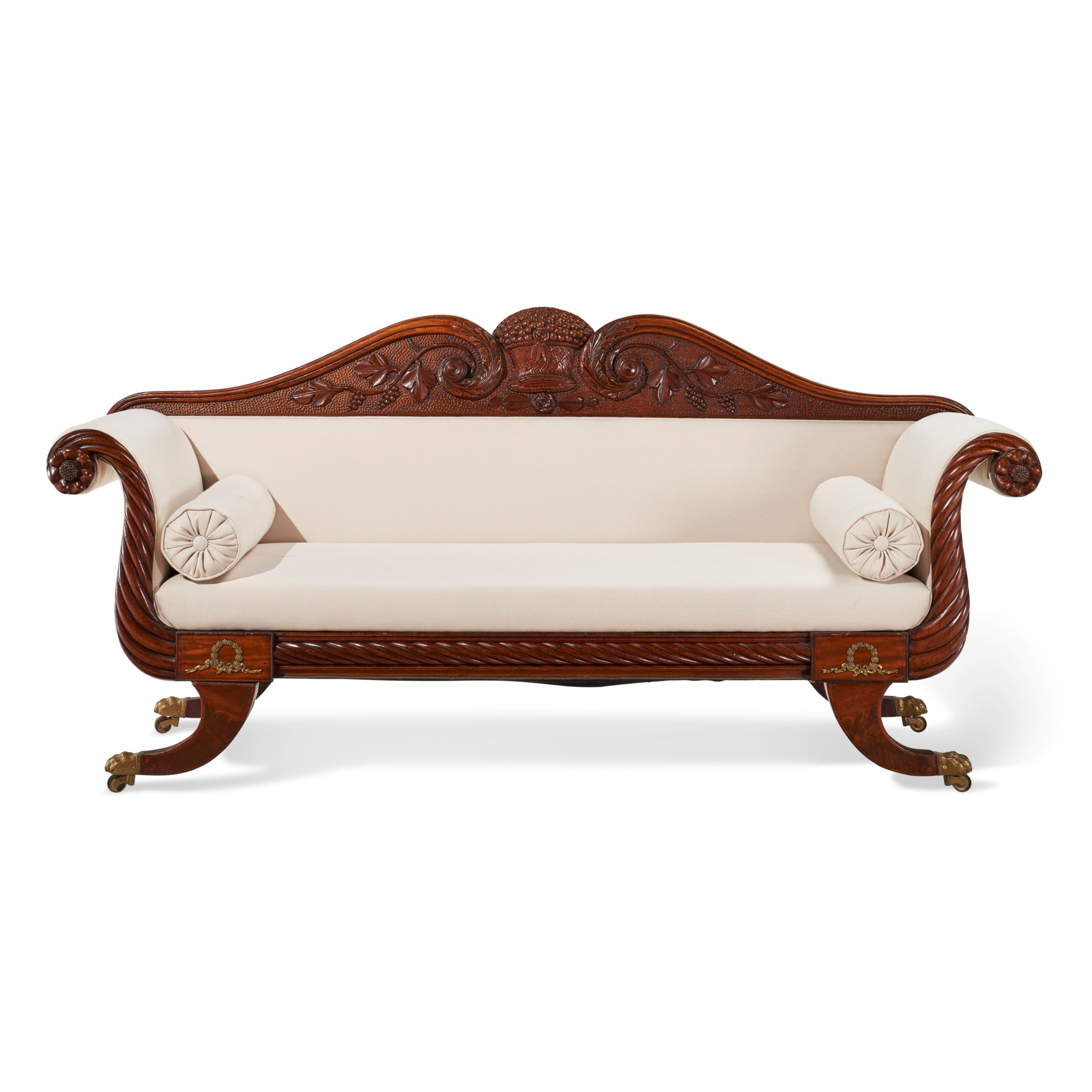 A FEDERAL CARVED MAHOGANY SOFA, POSSIBLY SAMUEL FIELD MCINTIRE (1780 ...