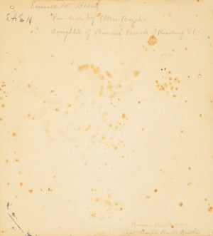 ELLEN BUCK (1802-1865), THEOREM PAINTING: SWIRLED BLUE VASE WITH ...