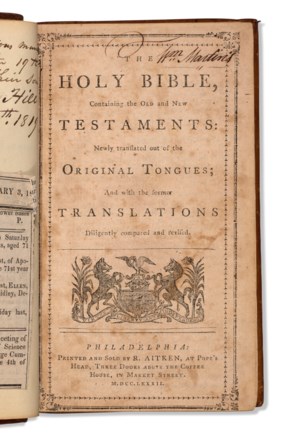 The Bible of the Revolution, Robert Aitken, 1781-82 | Christie's