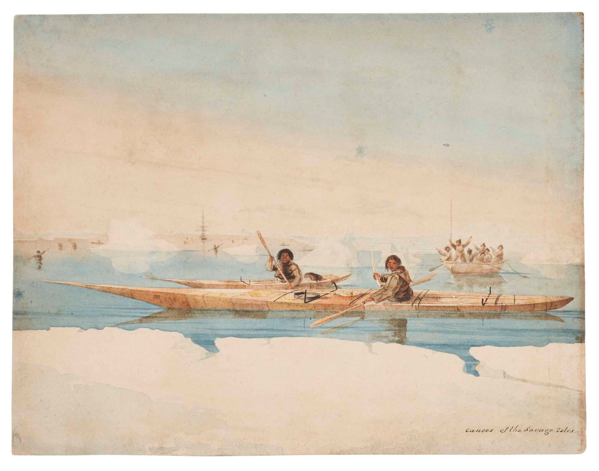"Canoes of the Savage Isles", George Francis Lyon, 1821 | Christie's