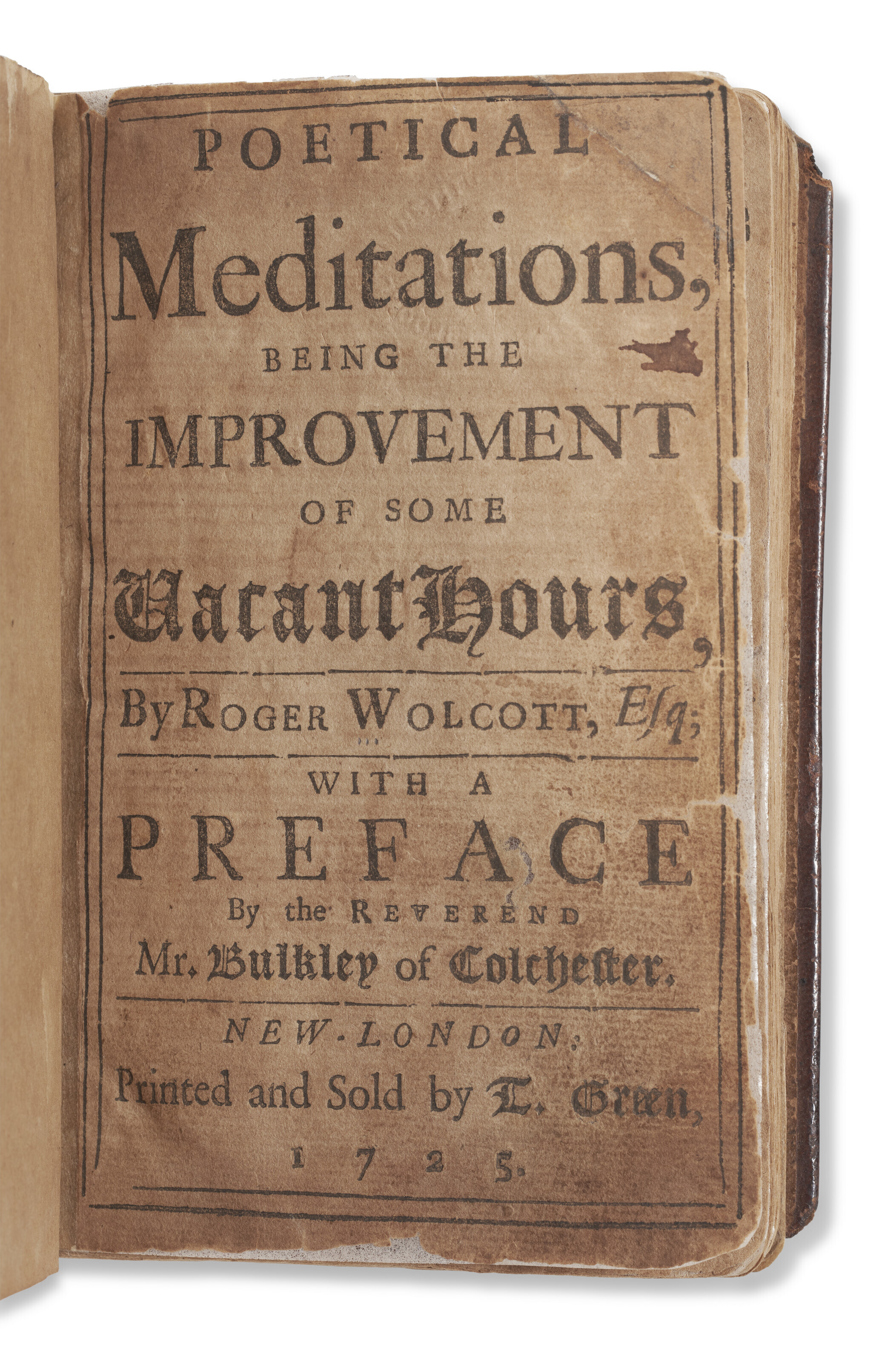 Poetical Meditations, Roger Wolcott, 1725 | Christie’s