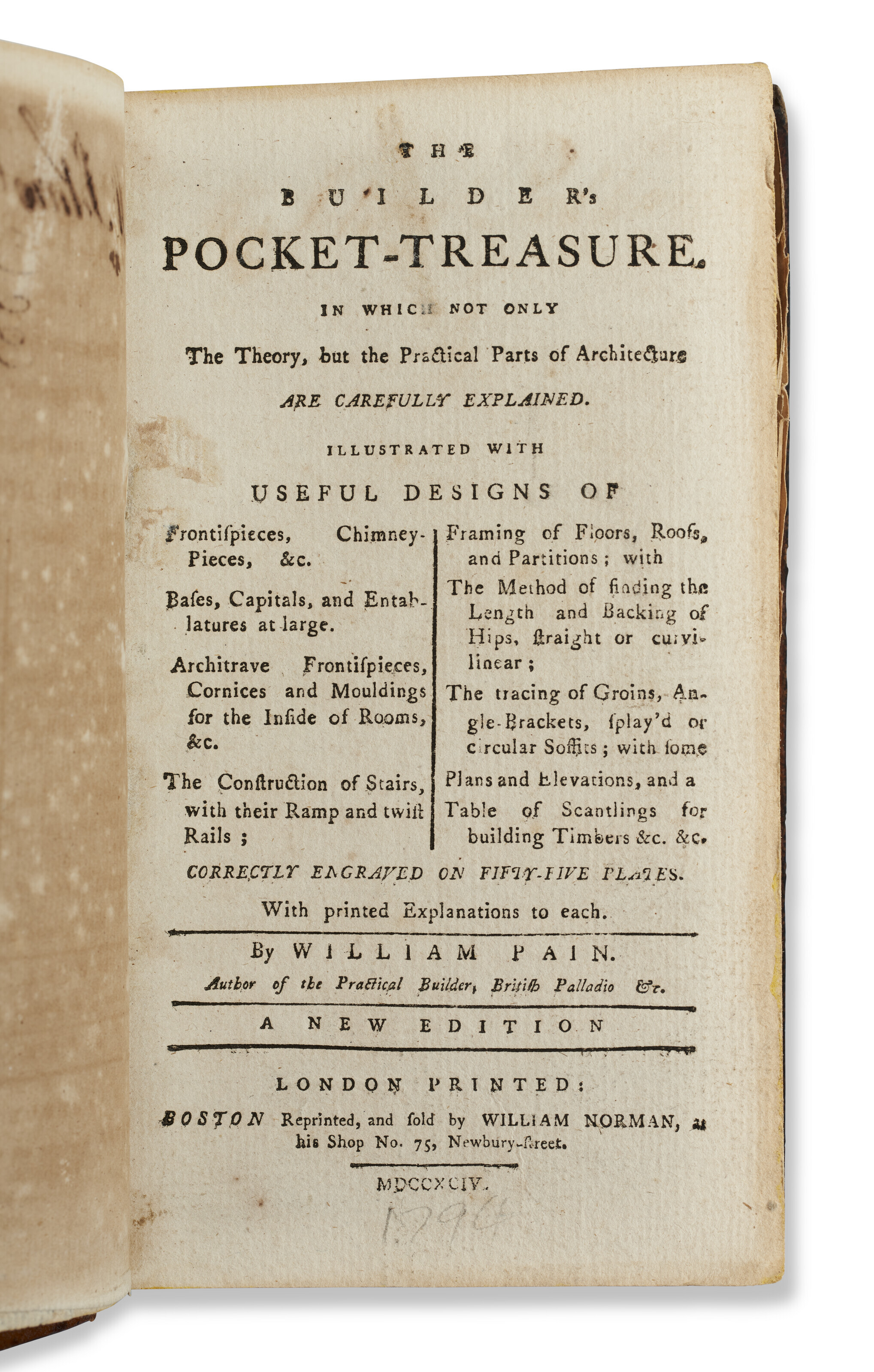 The Builder’s Pocket-Treasure, William Pain, 1794 | Christie’s