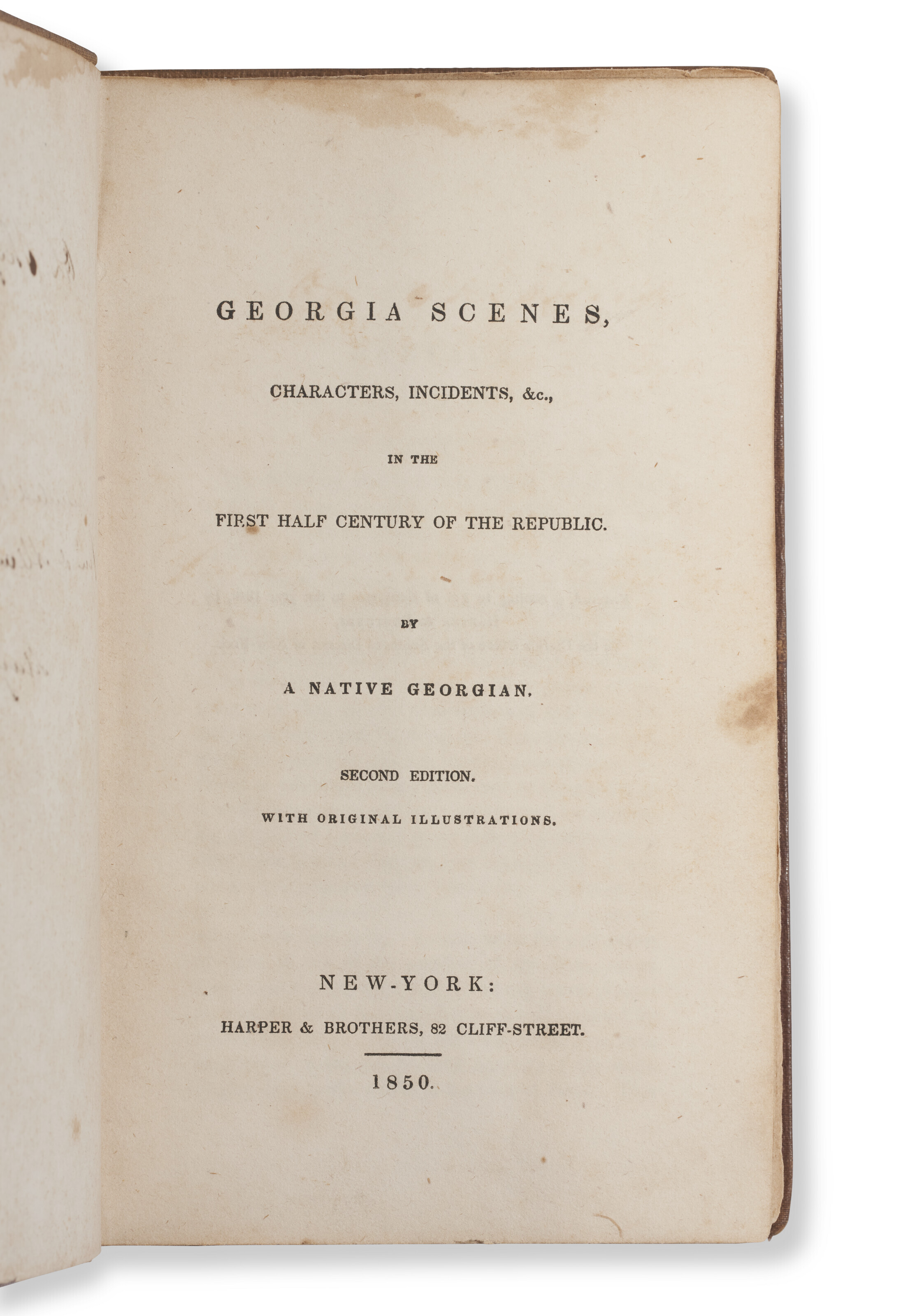 Georgia Scenes by Longstreet, Allan Melville's copy, gifted to a friend ...