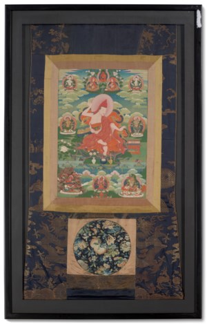 A PAINTING OF ACHARYA DHARMAKIRTI, ONE OF THE SIX ORNAMENTS AND TWO ...