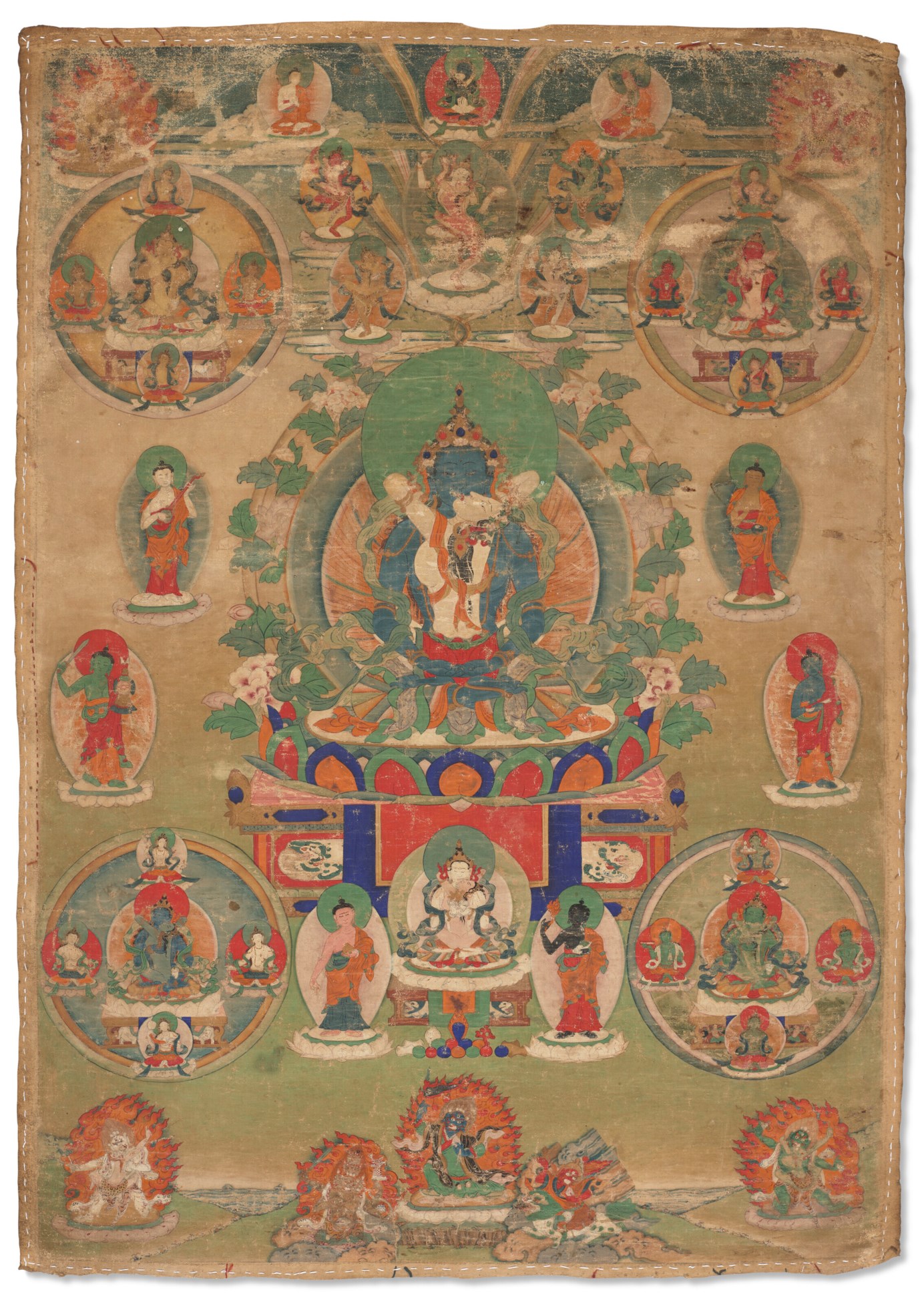 A PAINTING OF THE PEACEFUL DEITIES OF THE BARDO, EASTERN TIBET, 18TH ...