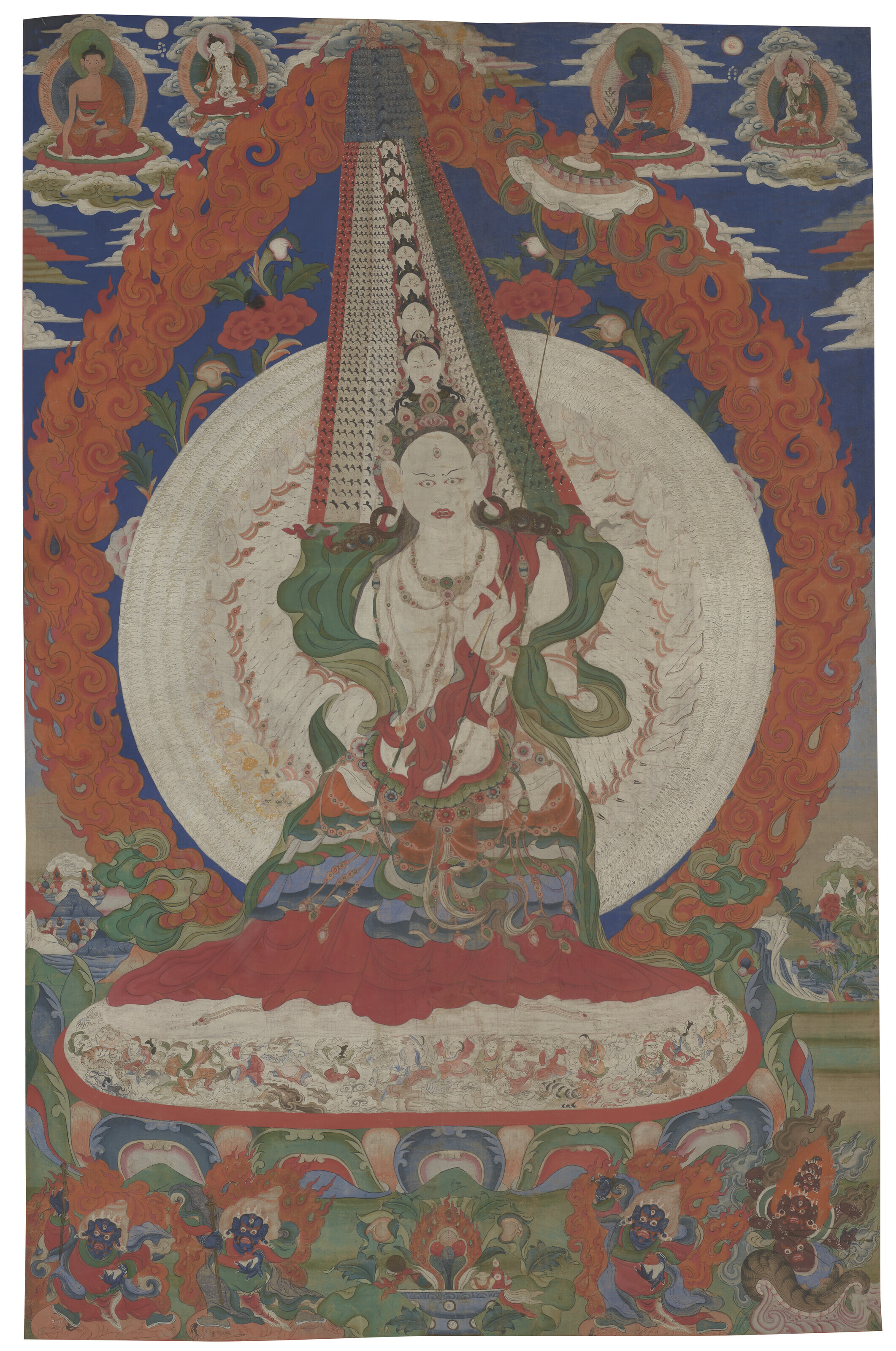 A PAINTING OF ACHARYA DHARMAKIRTI, ONE OF THE SIX ORNAMENTS AND TWO ...