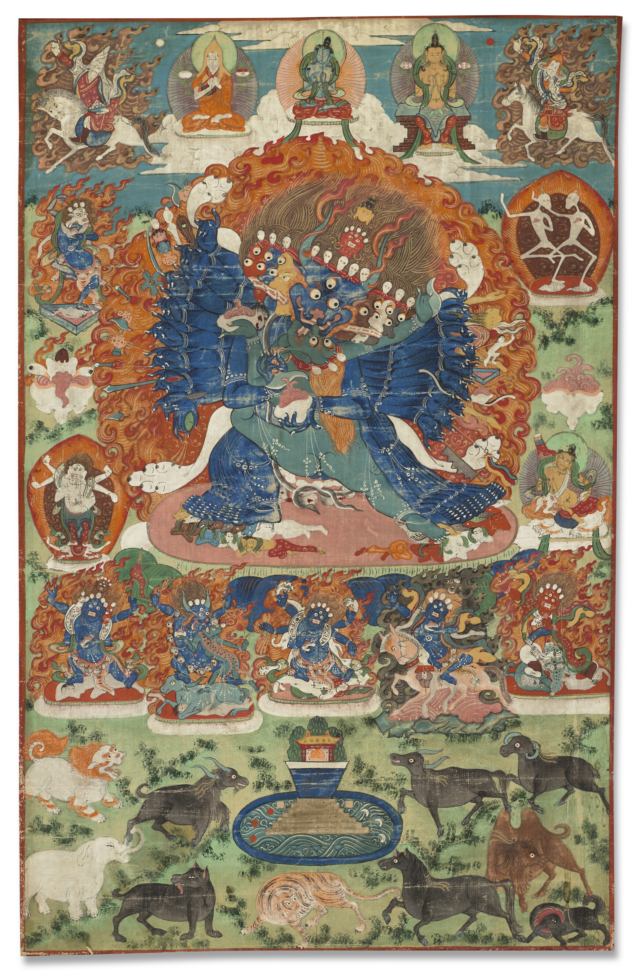 A PAINTING OF ACHARYA DHARMAKIRTI, ONE OF THE SIX ORNAMENTS AND TWO ...