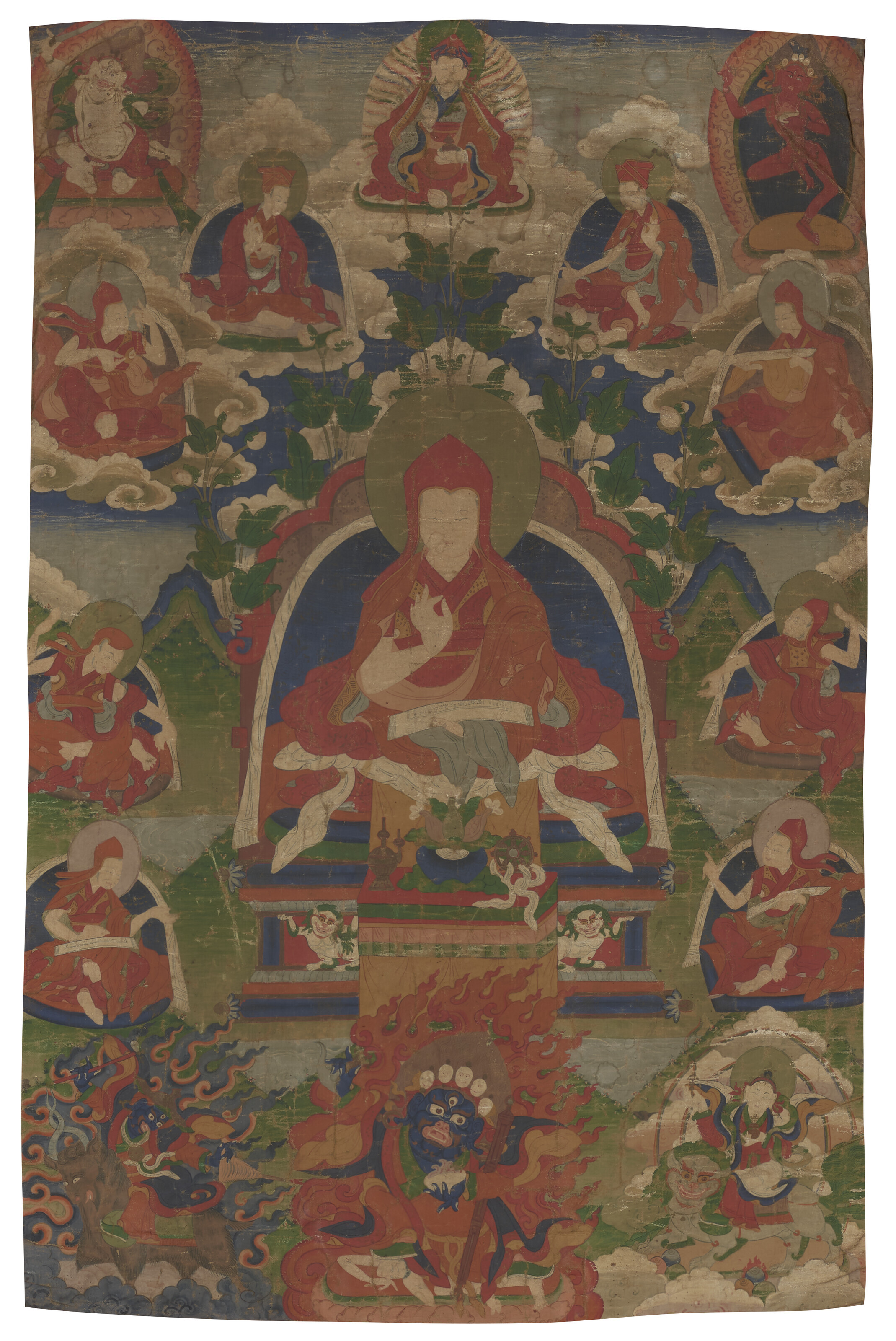 A PAINTING OF ACHARYA DHARMAKIRTI, ONE OF THE SIX ORNAMENTS AND TWO ...