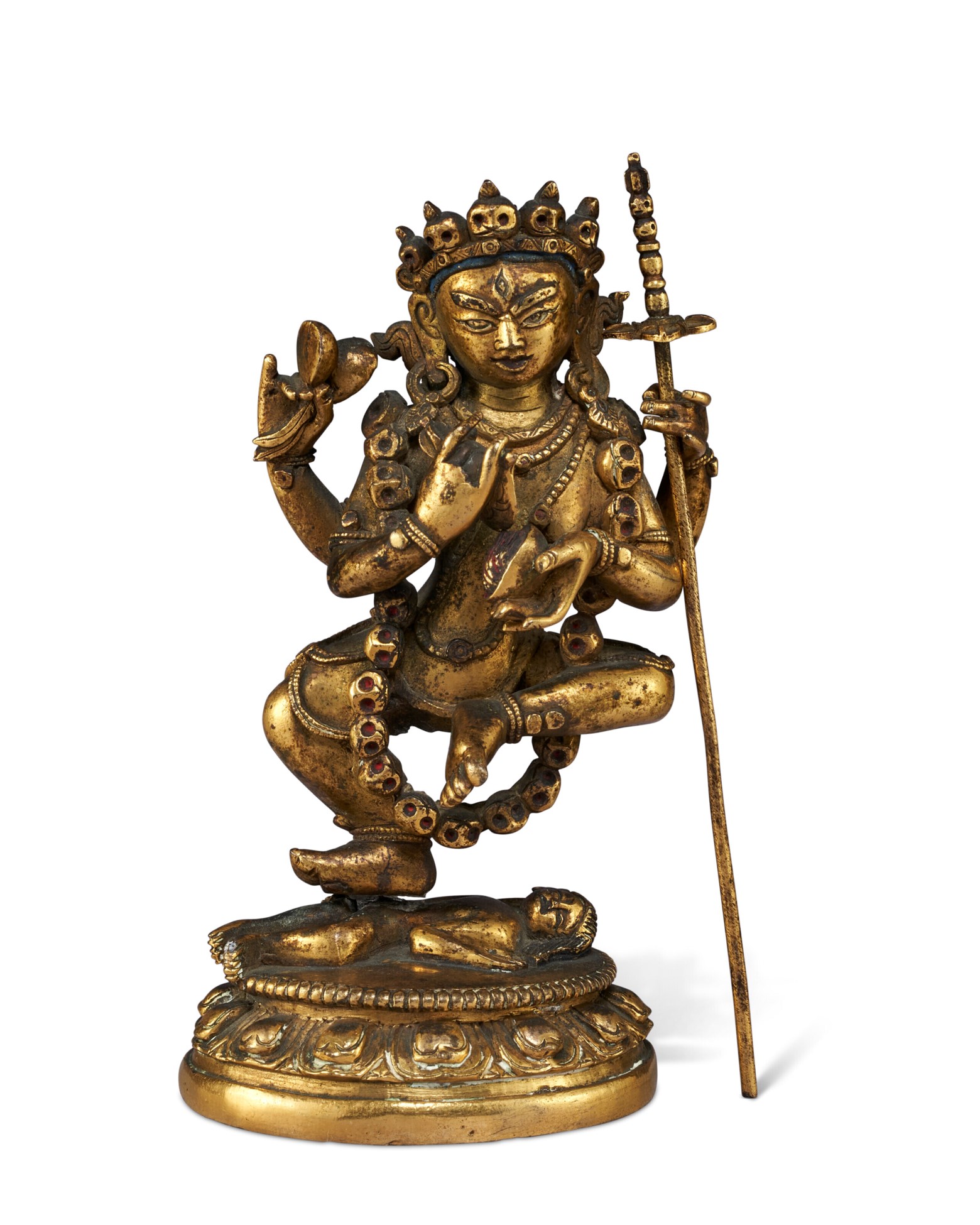 A SMALL GILT-BRONZE FIGURE OF VAJRA NAIRATMYA, TIBETO-CHINESE, 17TH ...