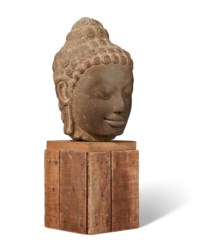 A RARE STONE HEAD OF BUDDHA, THAILAND, MON DVARAVATI STYLE, 8TH-9TH ...