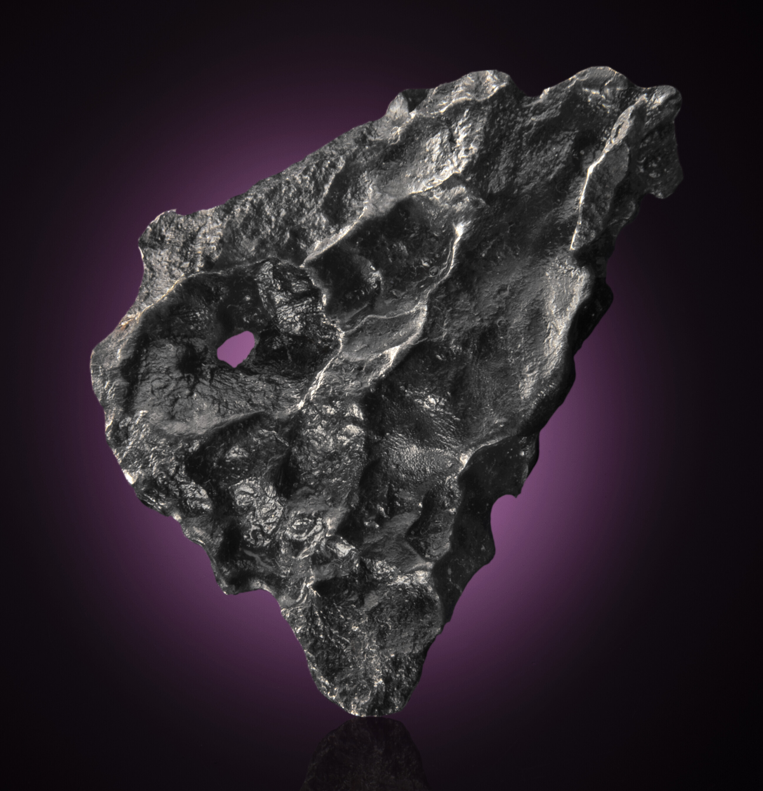 SIKHOTE-ALIN METEORITE WITH NATURALLY-FORMED HOLE, Iron, coarsest ...