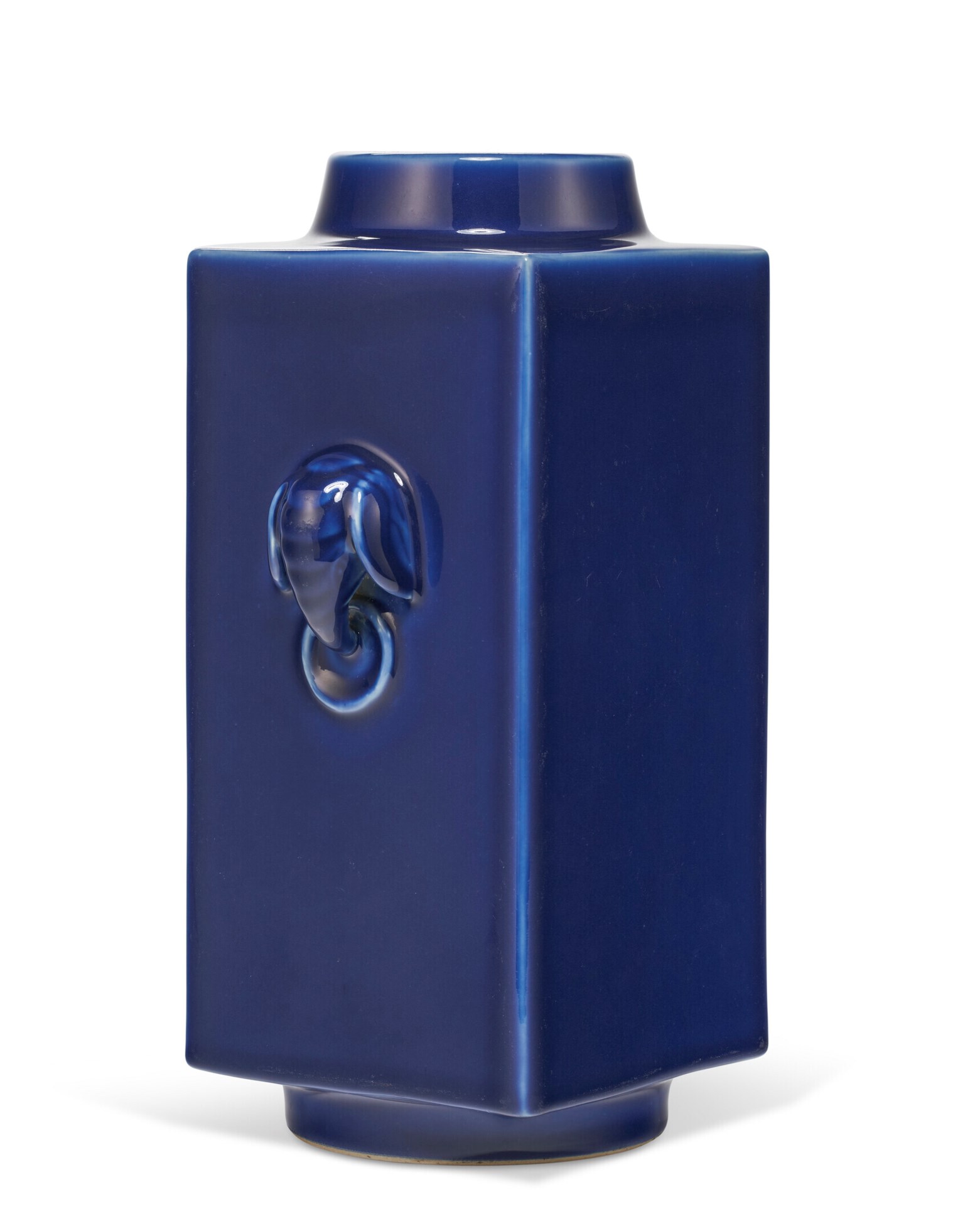 A BLUE-GLAZED CONG-FORM VASE, GUANGXU SIX-CHARACTER MARK IN UNDERGLAZE ...