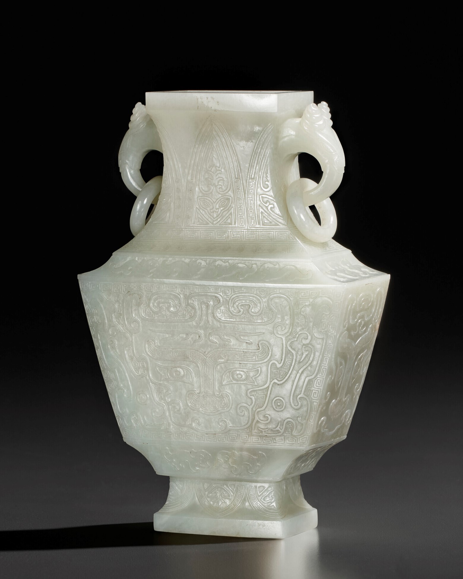 A FACETED PALE GREENISH-WHITE JADE VASE, 18TH-19TH CENTURY | Christie's