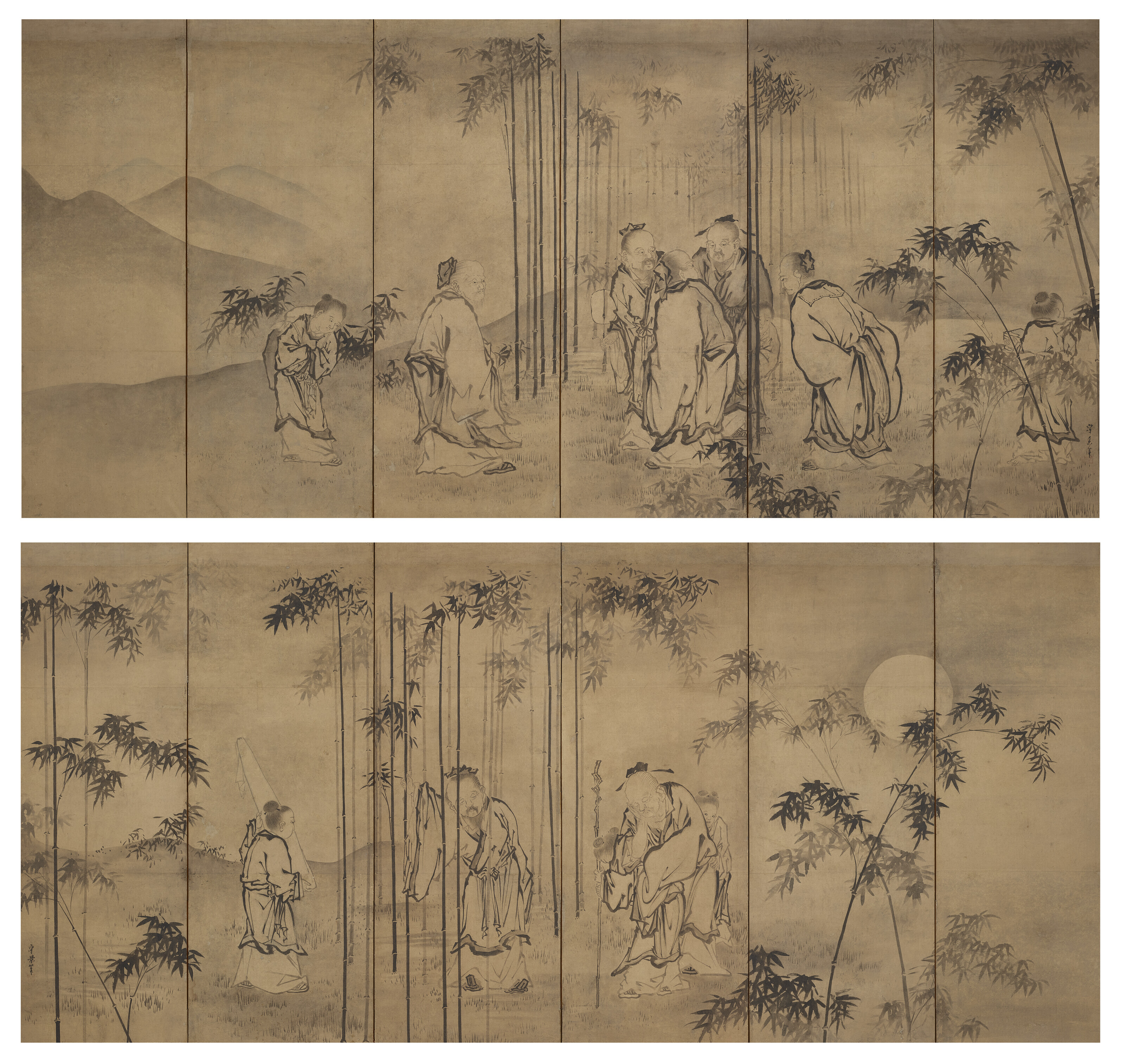 ATTRIBUTED TO KUSUMI MORIKAGE (JAPAN, 1620-1690), Seven Sages of Bamboo ...