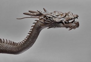 AN IMPRESSIVE IRON ARTICULATED SCULPTURE OF A DRAGON, EDO PERIOD (18TH ...