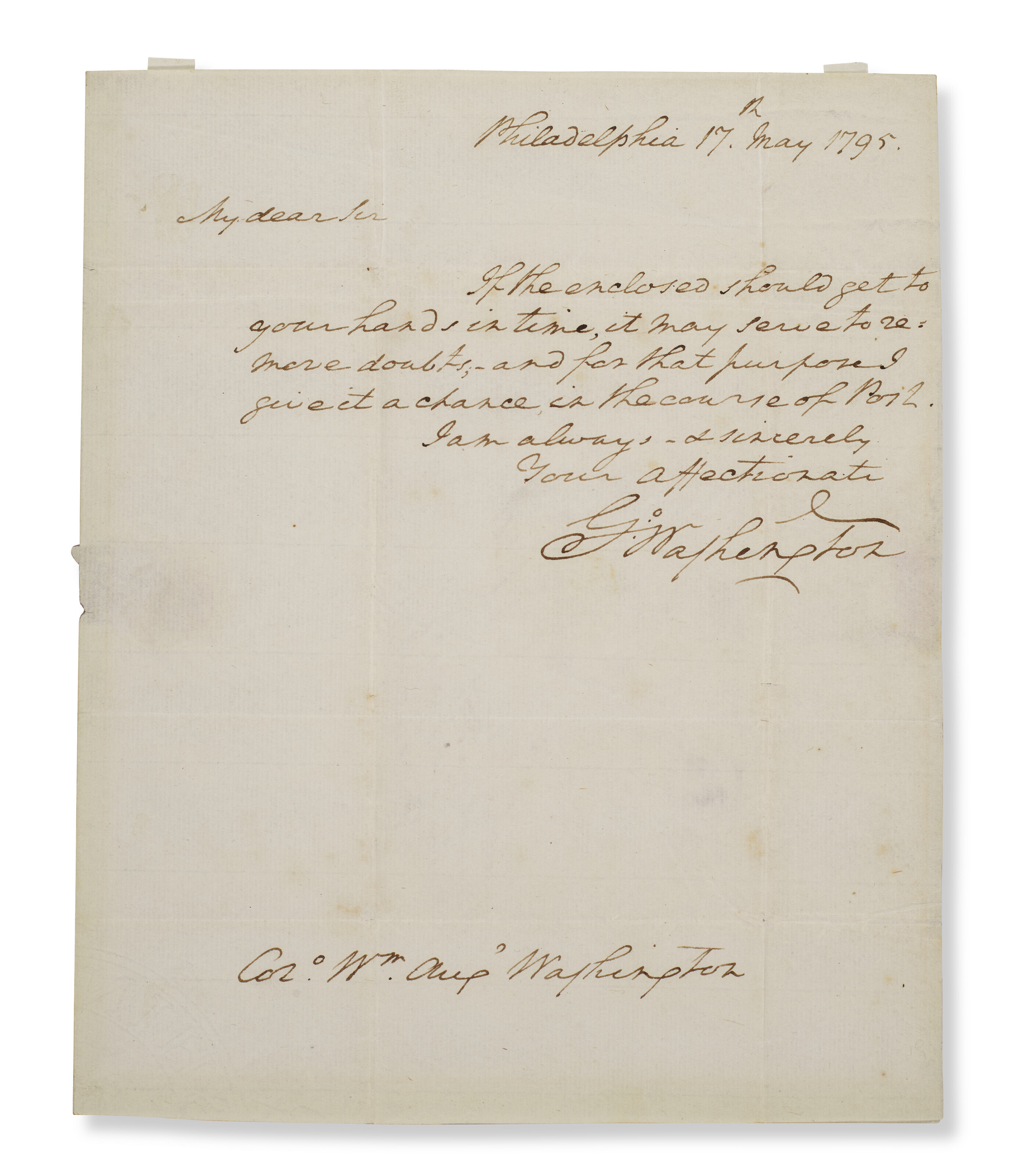 To his nephew William Augustine Washington, George Washington, 17 May ...