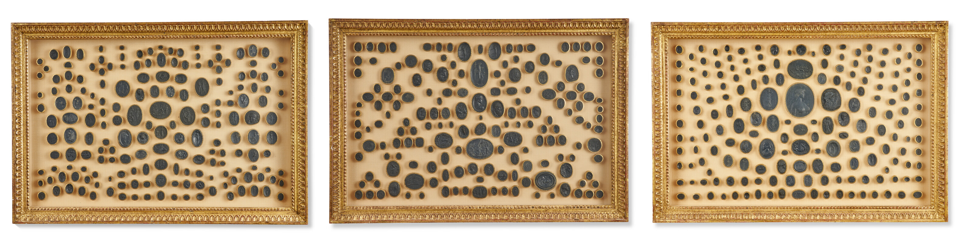 A GROUP OF THREE FRAMED SETS OF INTAGLIO MOLDS, POSSIBLY ITALIAN, LATE ...