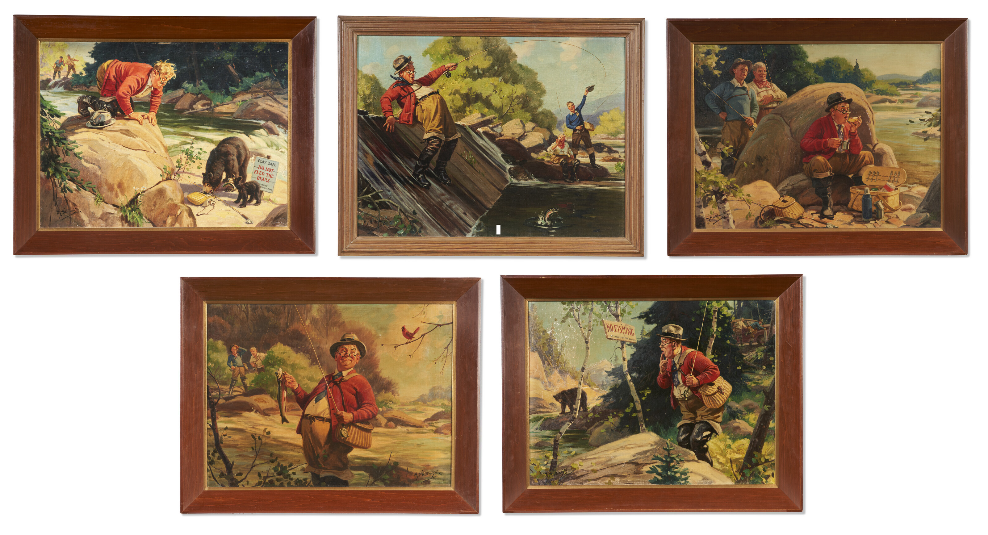 HY HINTERMEISTER (AMERICAN, 1897-1972), Fisherman: a group of five ...