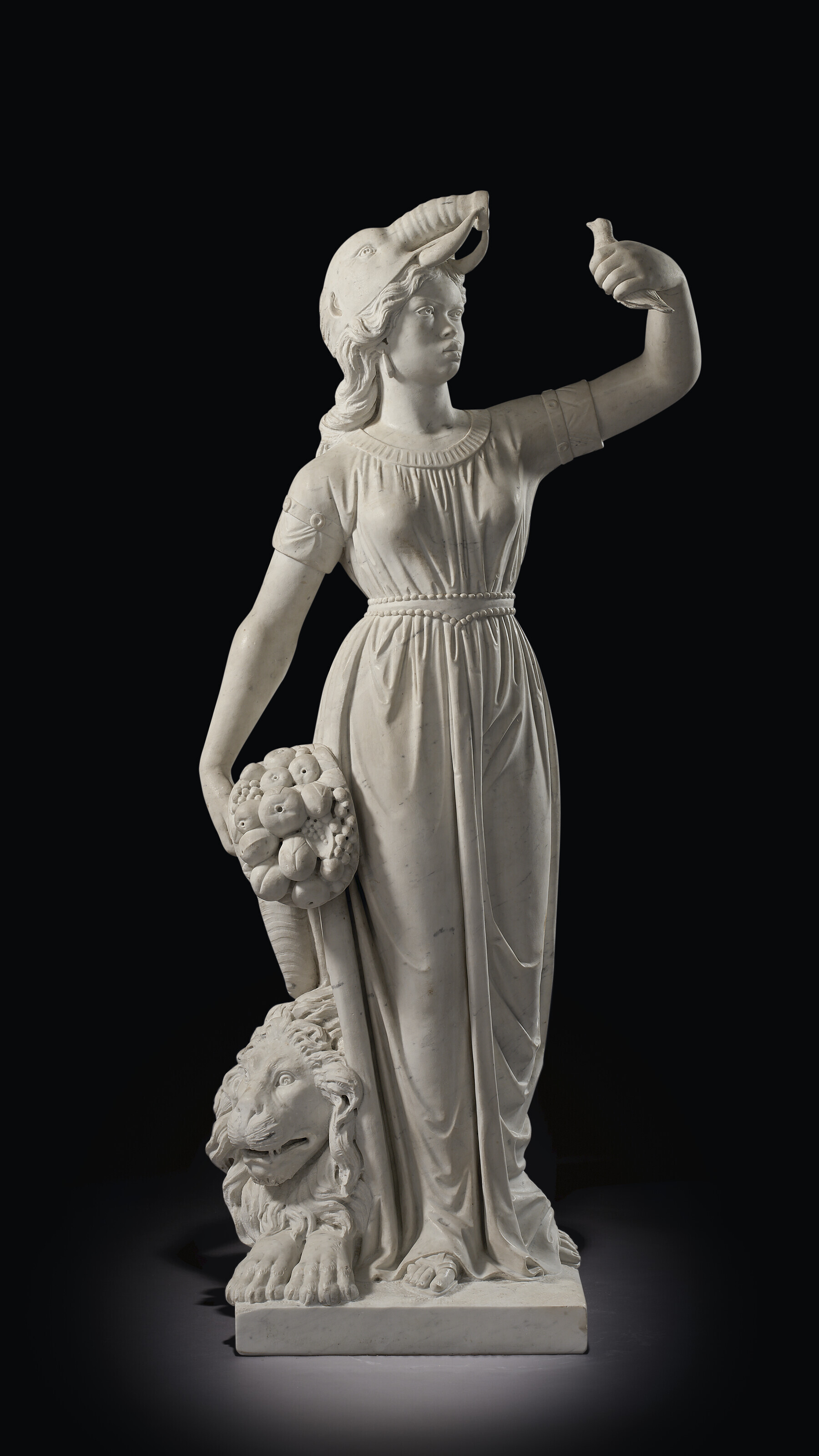 AN ITALIAN MARBLE FIGURE EMBLEMATIC OF AFRICA, SECOND HALF 19TH CENTURY ...