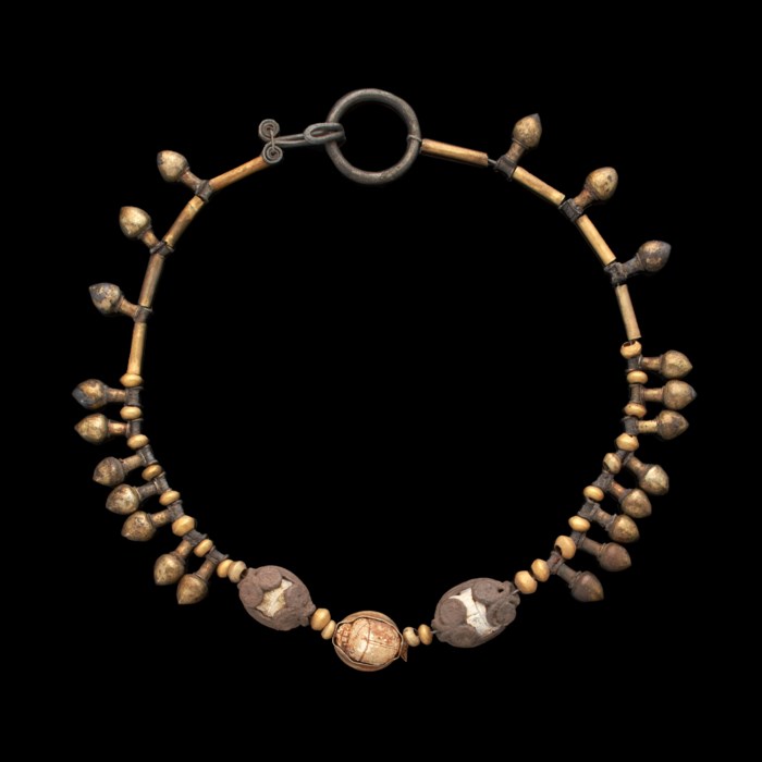 A PHOENICIAN ELECTRUM, GOLD, SILVER AND STEATITE NECKLACE, CIRCA 7TH ...