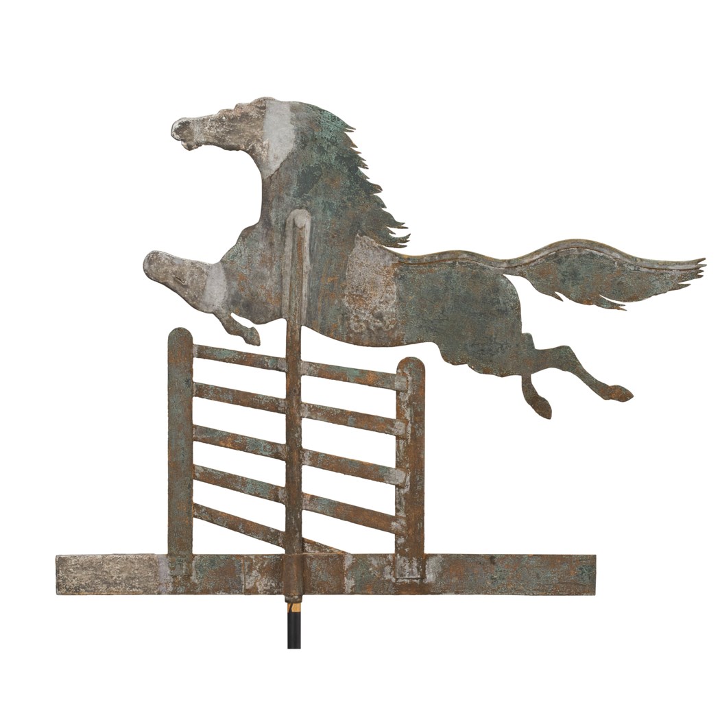 A COPPER AND ZINC STEEPLECHASE HORSE WEATHERVANE, ATTRIBUTED TO WILLIAM ...