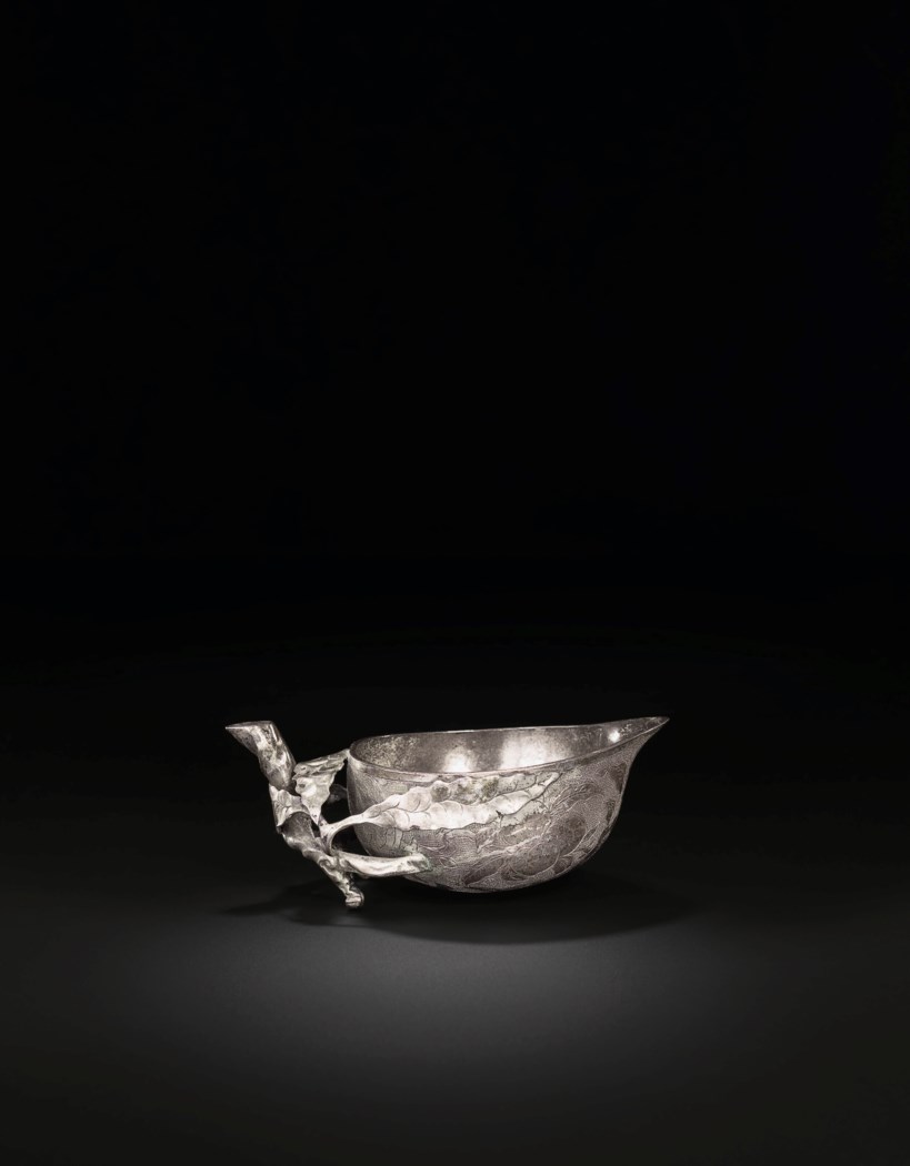 A RARE SILVER PEACH-FORM CUP, SONG-YUAN DYNASTY, 12TH-13TH CENTURY ...