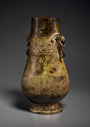 A BRONZE ARCHAISTIC HU-SHAPED VASE , YUAN DYNASTY (1279-1368) | Christie's