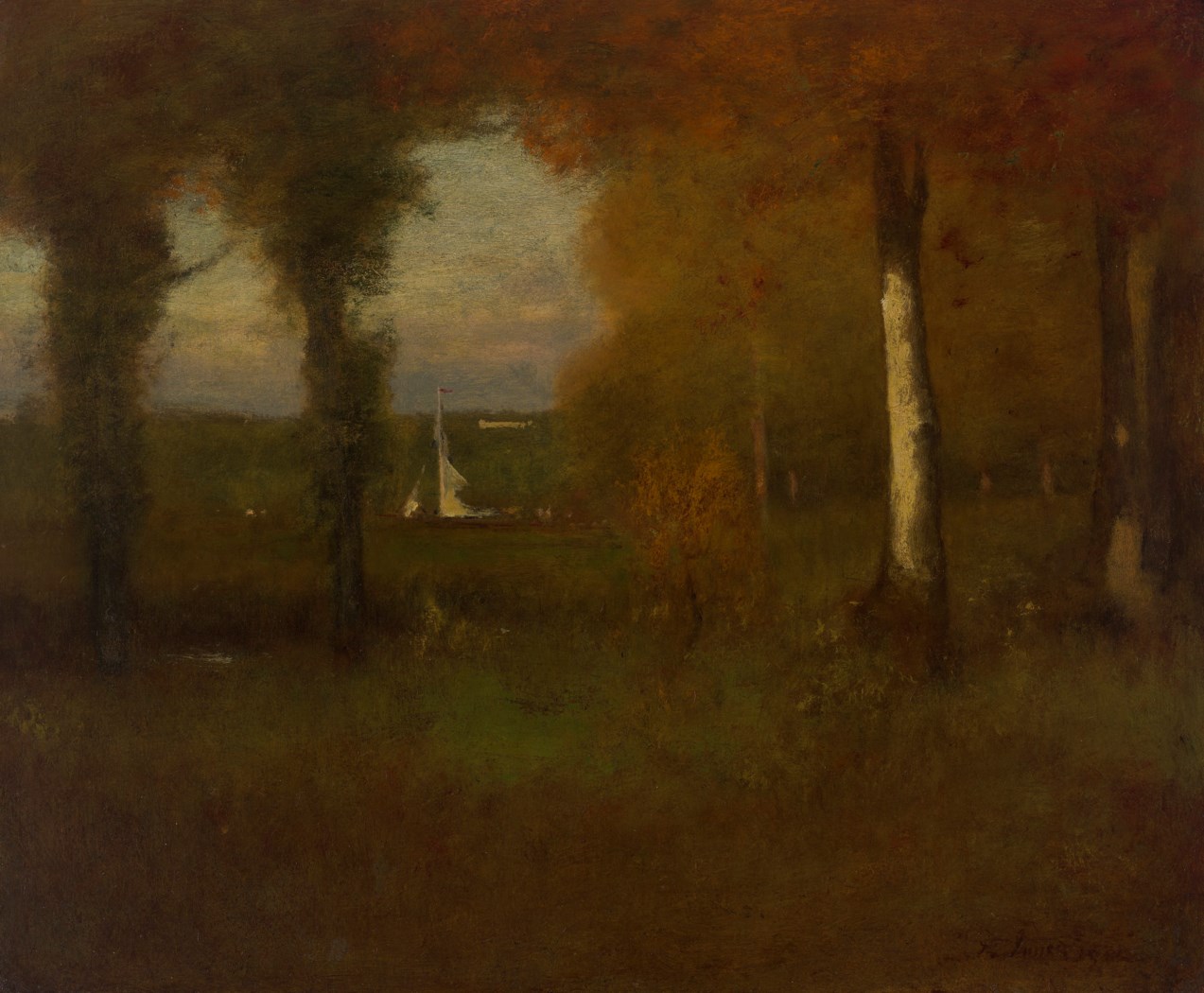 GEORGE INNESS (1825-1894), A Glimpse of the Hudson, near Tarrytown ...