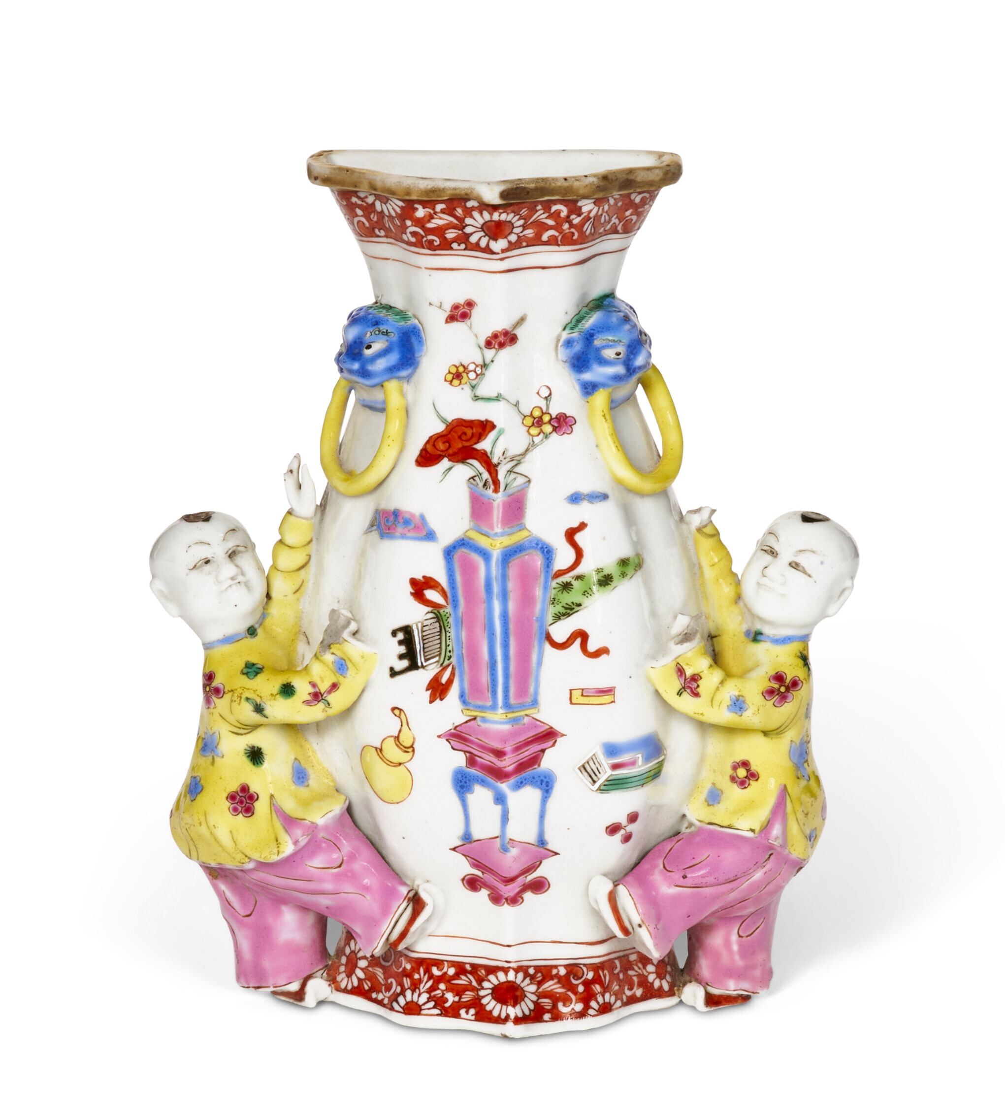 A CHINESE EXPORT PORCELAIN FAMILLE ROSE WALL VASE, QIANLONG PERIOD ...