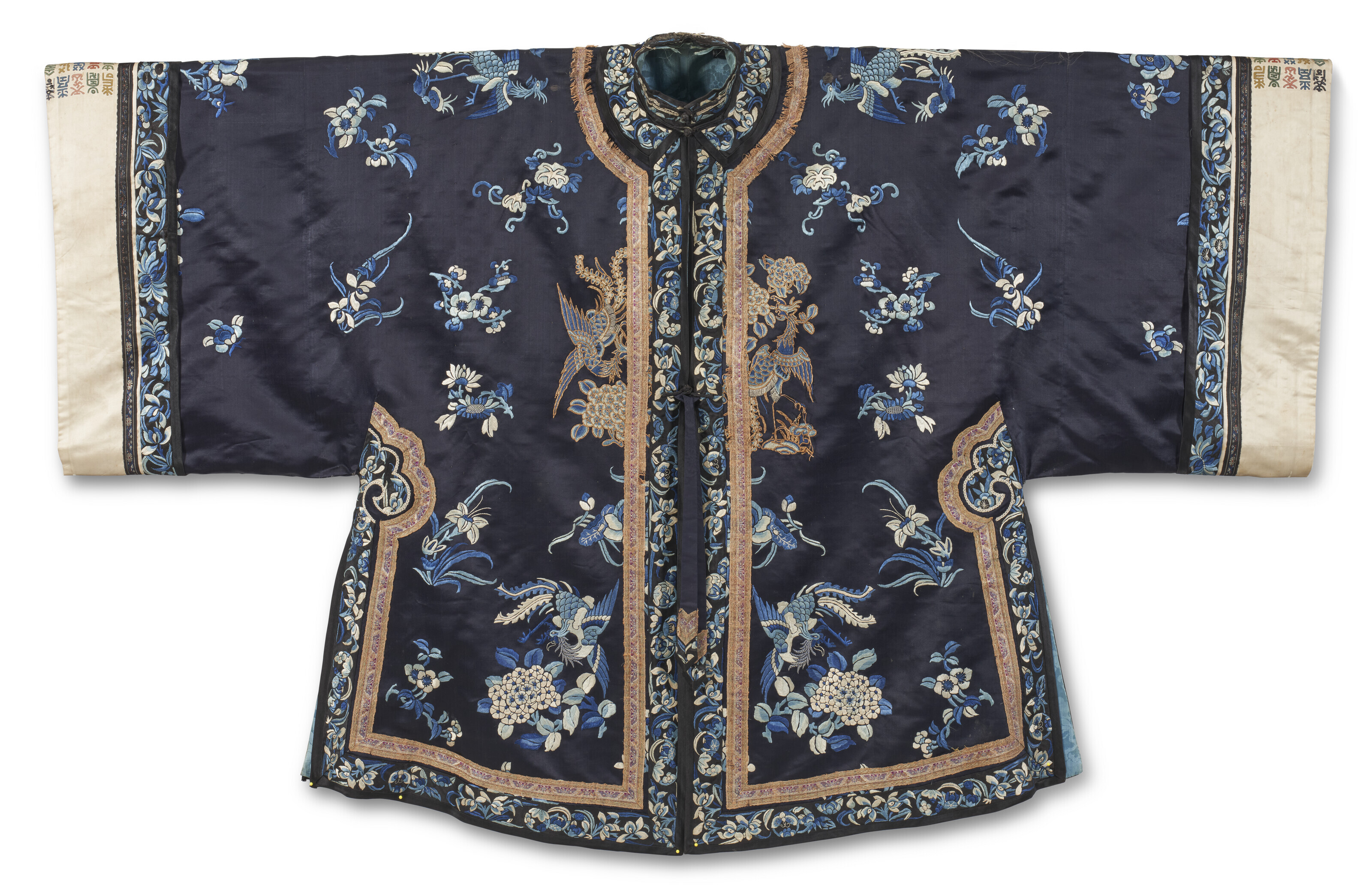 TWO CHINESE EMBROIDERED SILK INFORMAL ROBES, LATE 19TH/20TH CENTURY ...