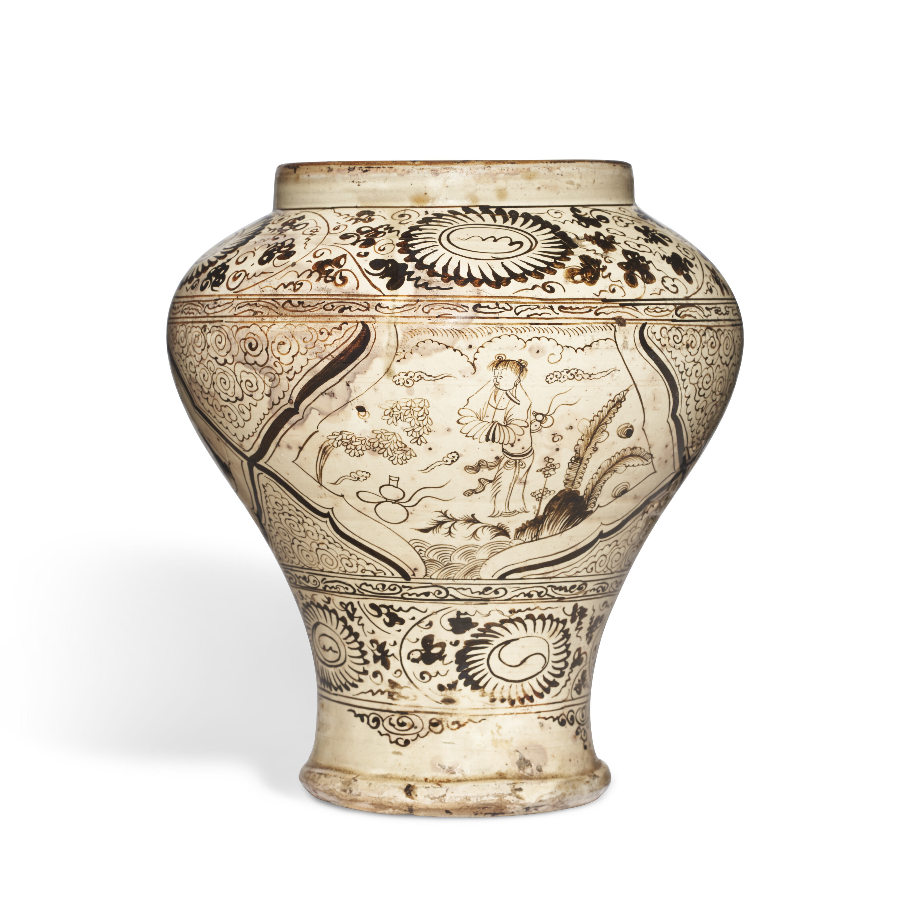 A CHINESE BROWN-PAINTED CIZHOU POTTERY VASE, JIN-YUAN DYNASTY (1115 ...