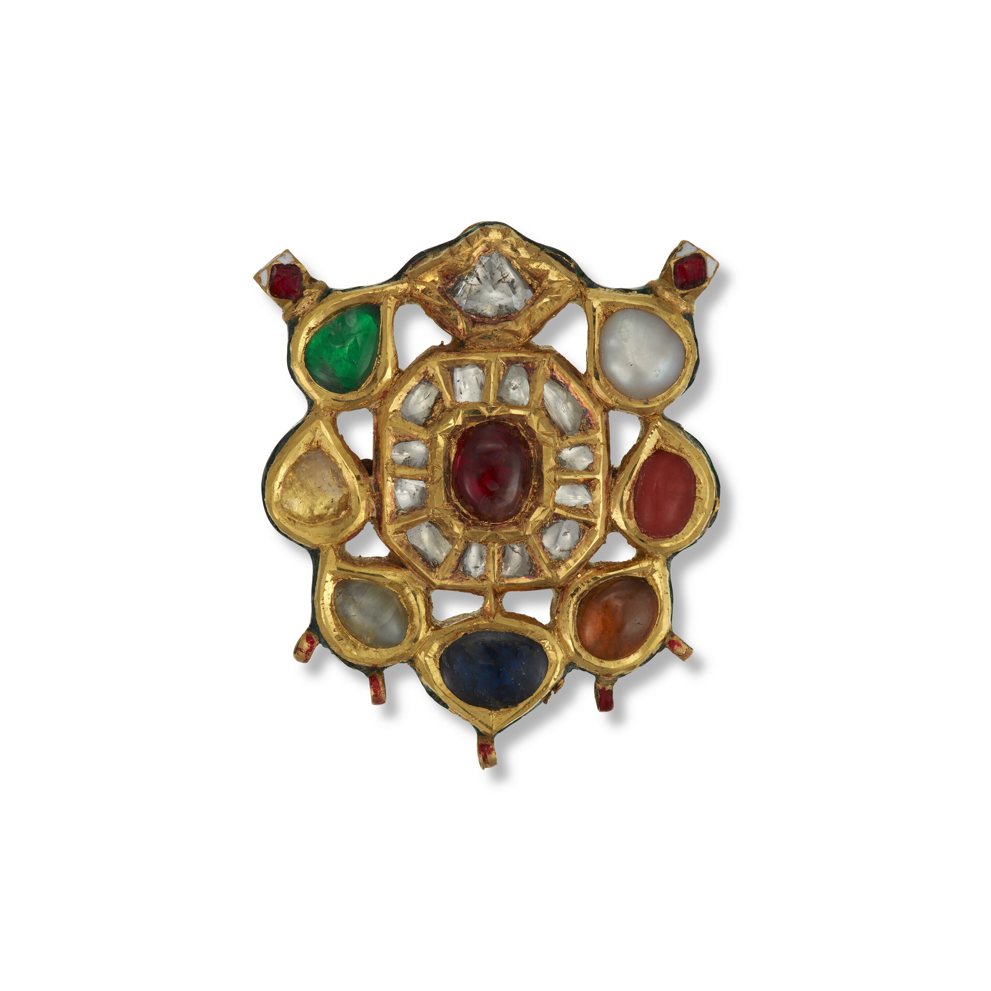 AN INDIAN MULTI-GEM, DIAMOND AND ENAMEL NAVRATNA PENDANT, | Christie’s