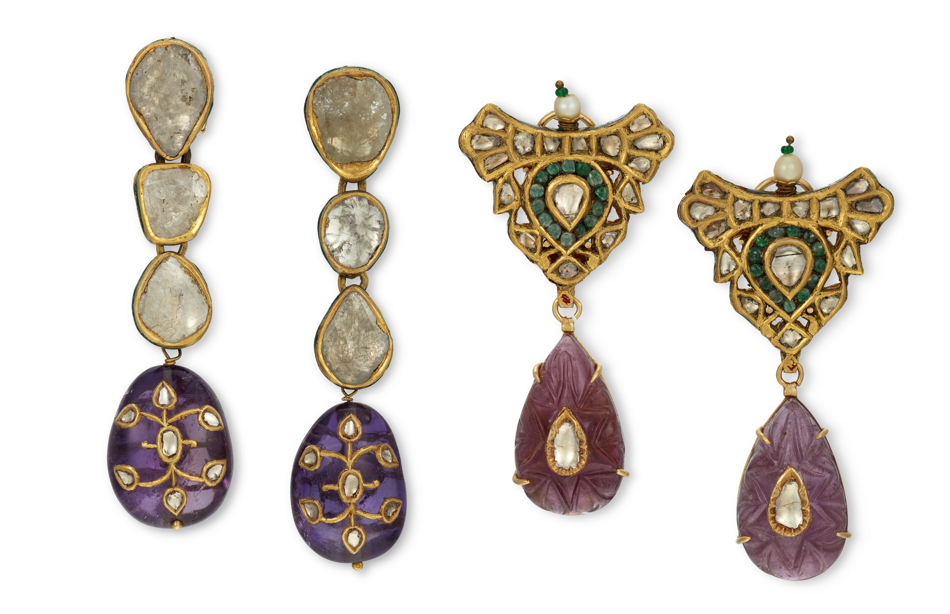 TWO PAIRS OF INDIAN MULTI-GEM AND DIAMOND EARRINGS, | Christie’s