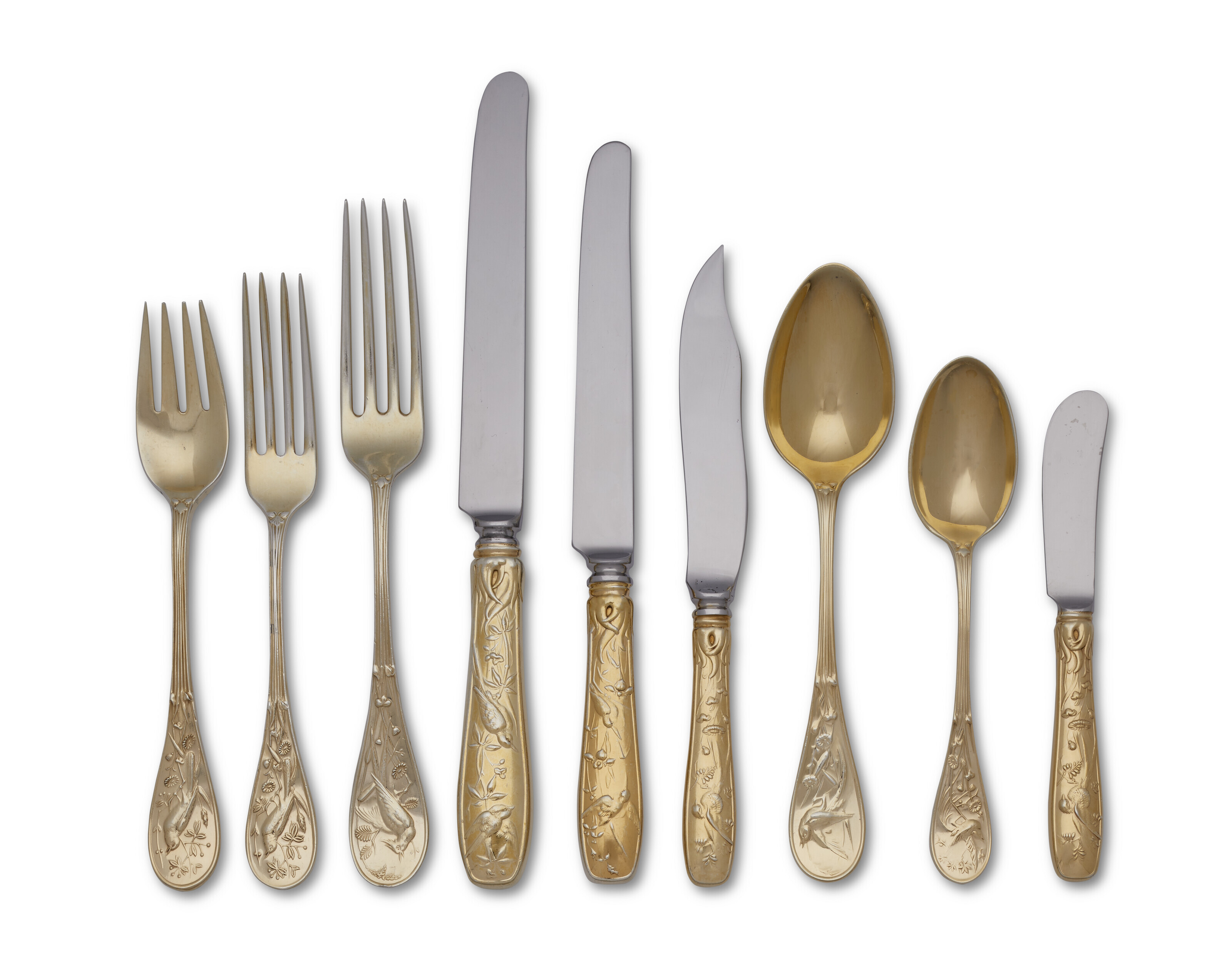 AN EXTENSIVE AMERICAN SILVER-GILT FLATWARE SERVICE, MARK OF TIFFANY & CO., NEW YORK, 20TH ...