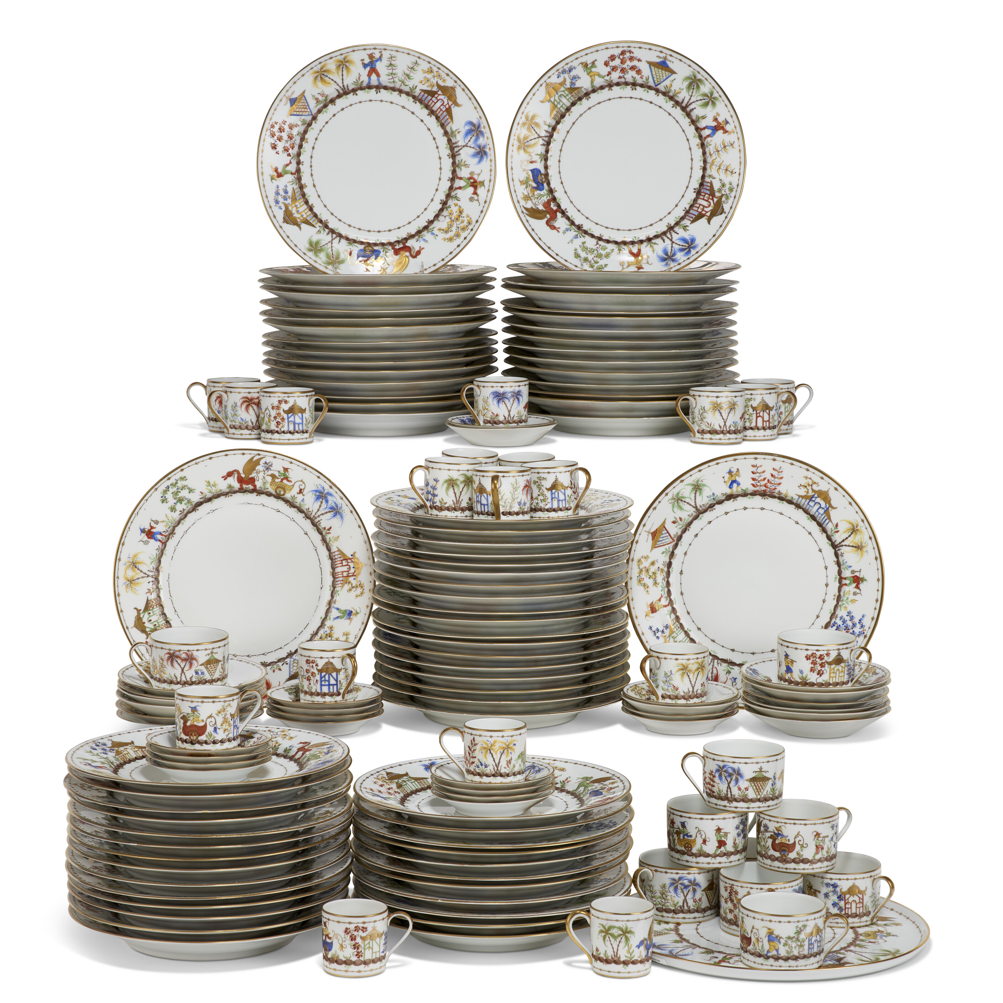 AN ASSEMBLED FRENCH (LE TALLEC) PORCELAIN PART DINNER SERVICE, 20TH ...