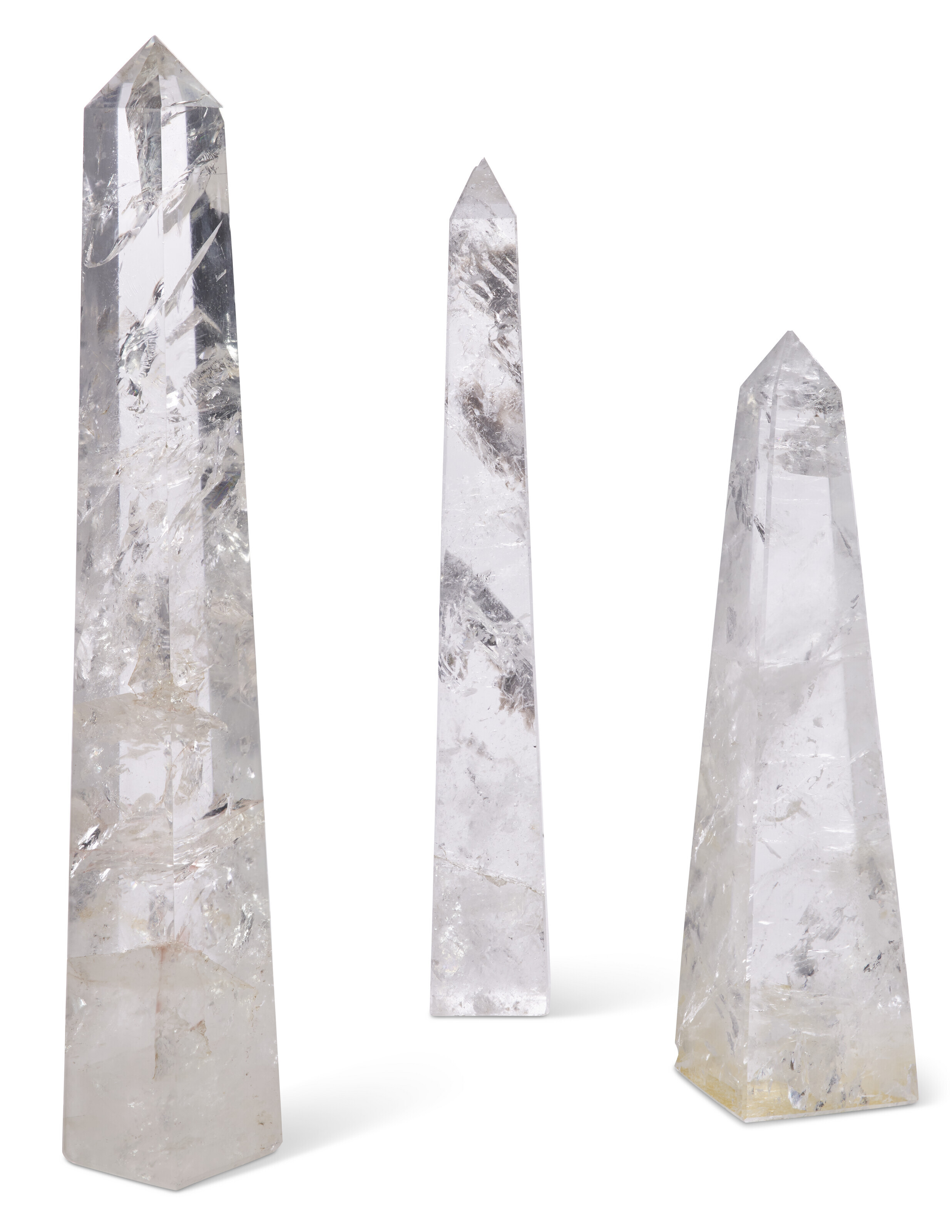 A GROUP OF THREE ROCK CRYSTAL OBELISKS, MODERN | Christie’s