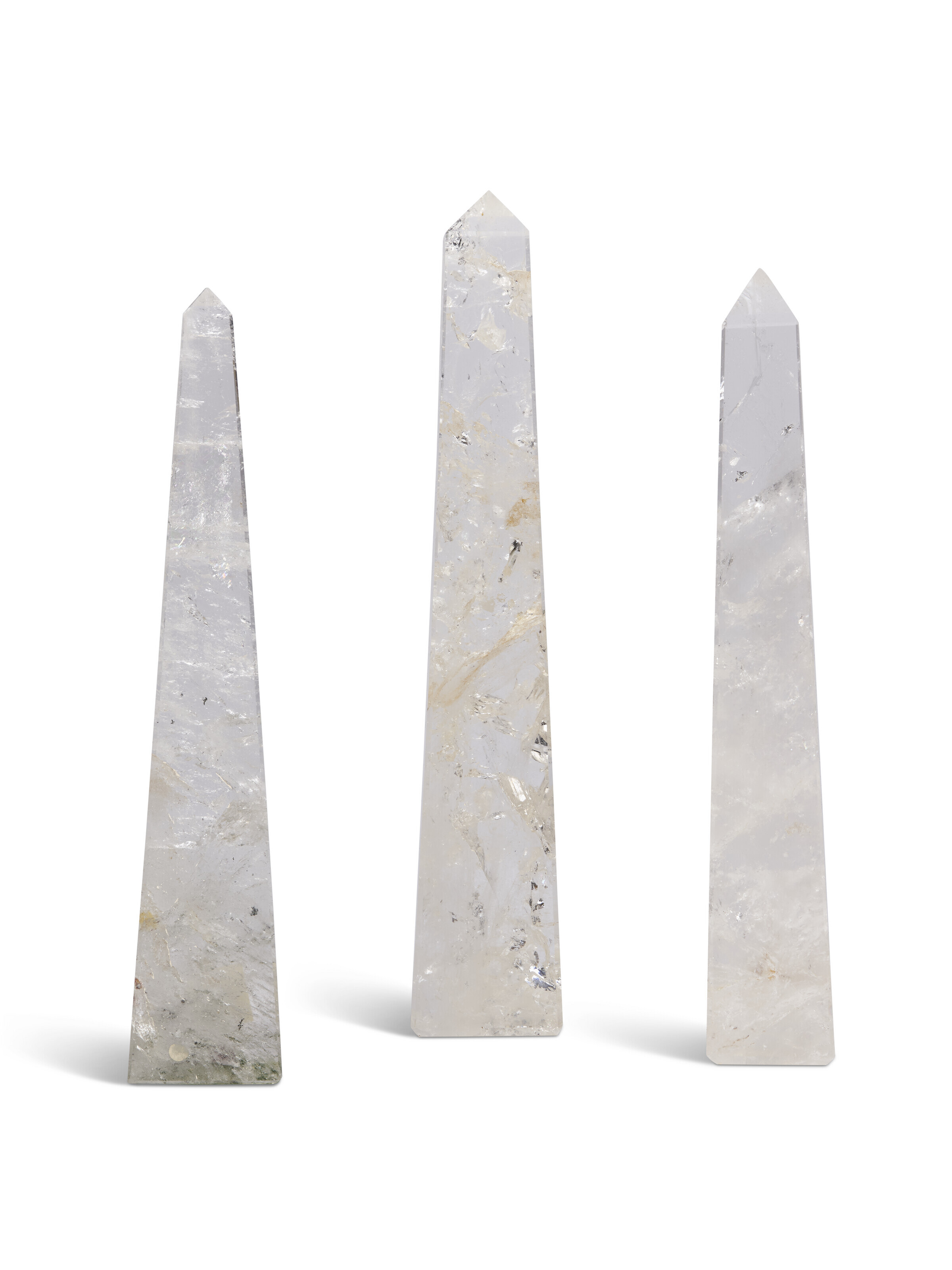 A GROUP OF THREE ROCK CRYSTAL OBELISKS, MODERN | Christie’s