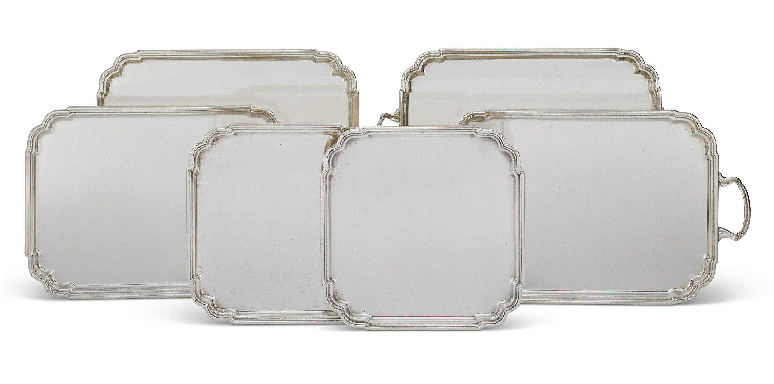 A SUITE OF SIX AMERICAN SILVER TRAYS, MARK OF TIFFANY & CO., NEW YORK ...