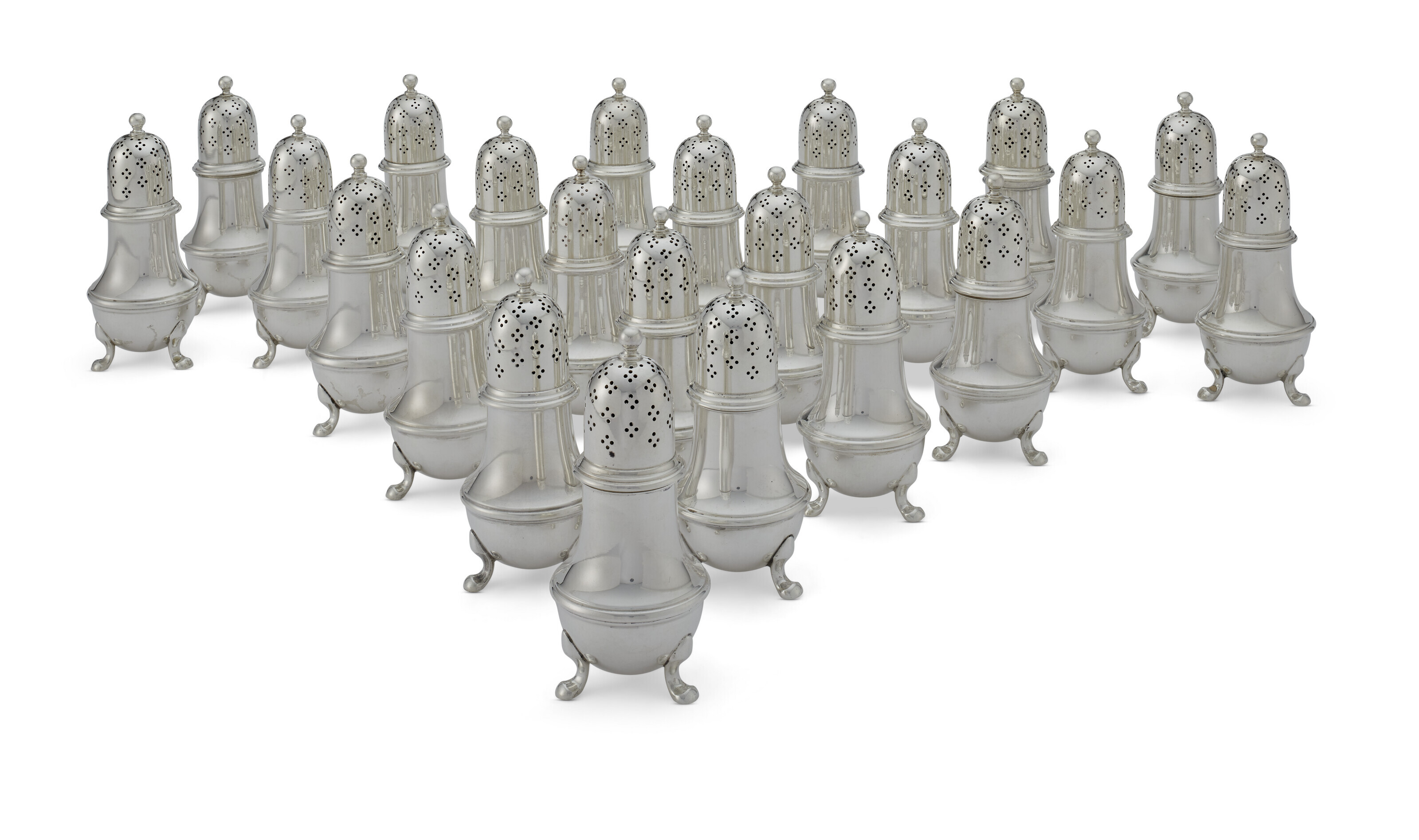 A SET OF TWENTY-THREE AMERICAN SILVER CASTERS, MARK OF TIFFANY & CO ...
