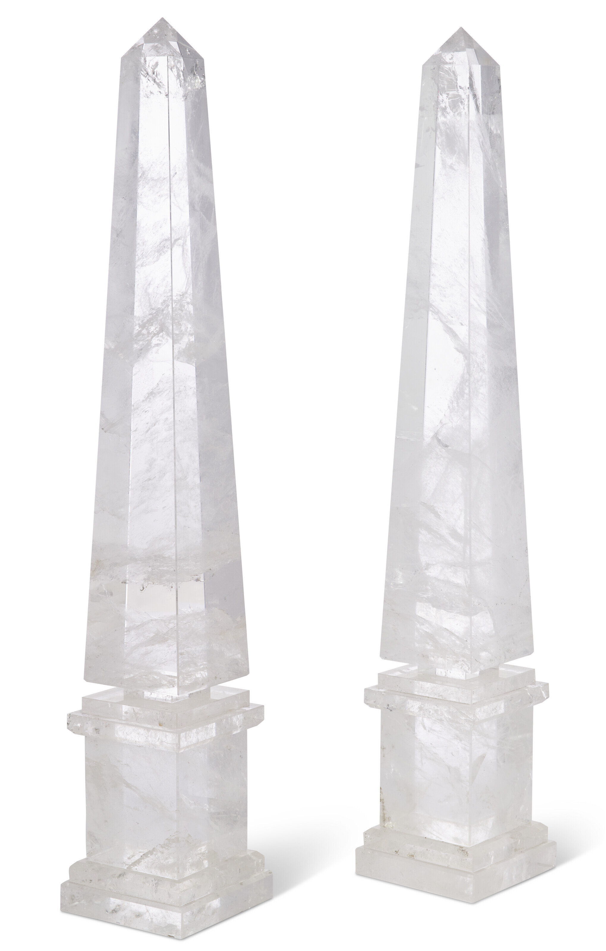 A PAIR OF ROCK CRYSTAL OBELISKS, MODERN | Christie’s