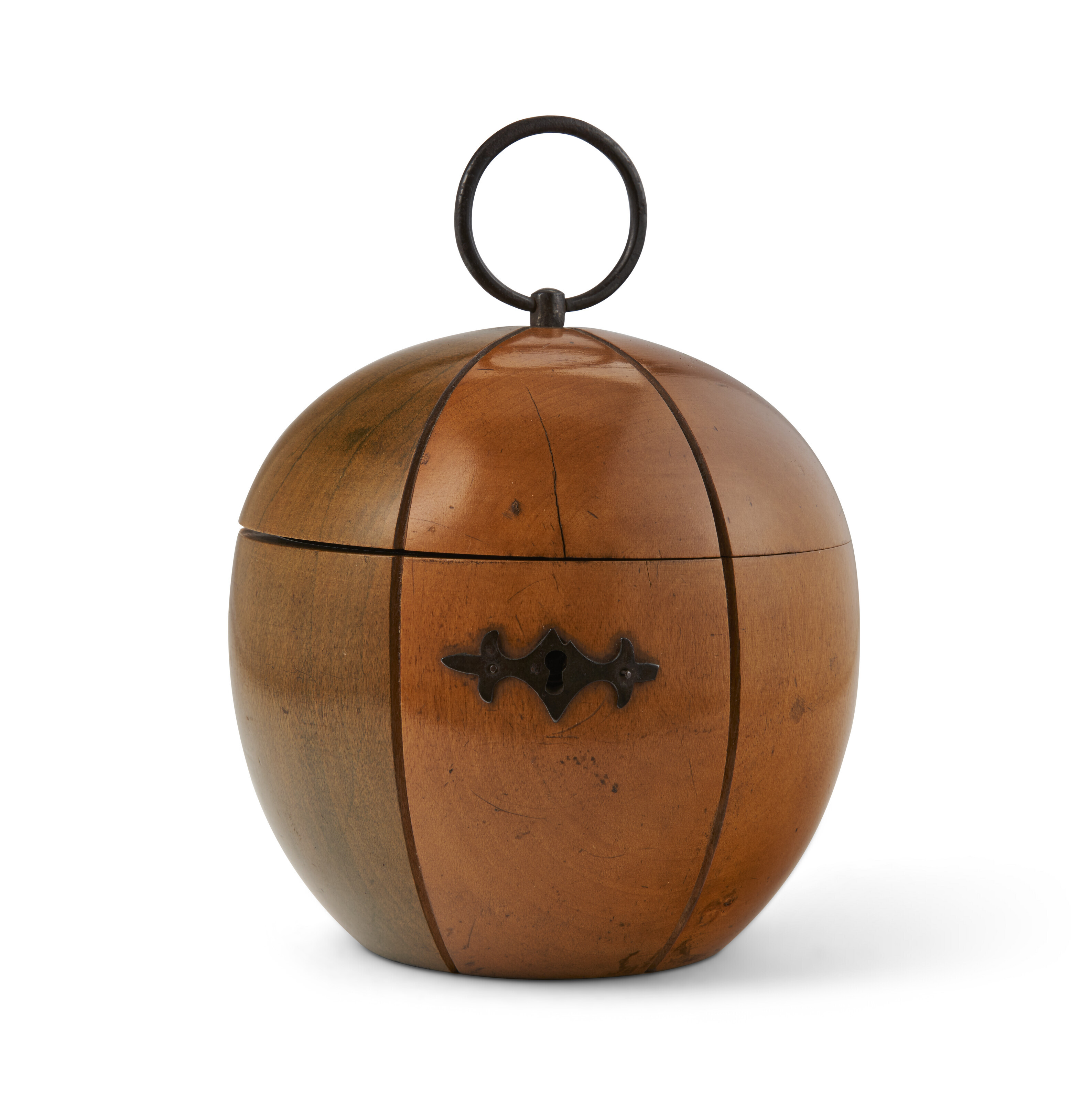 A FRUITWOOD GOURD-SHAPED TEA CADDY, PROBABLY GERMAN, MID-19TH CENTURY ...