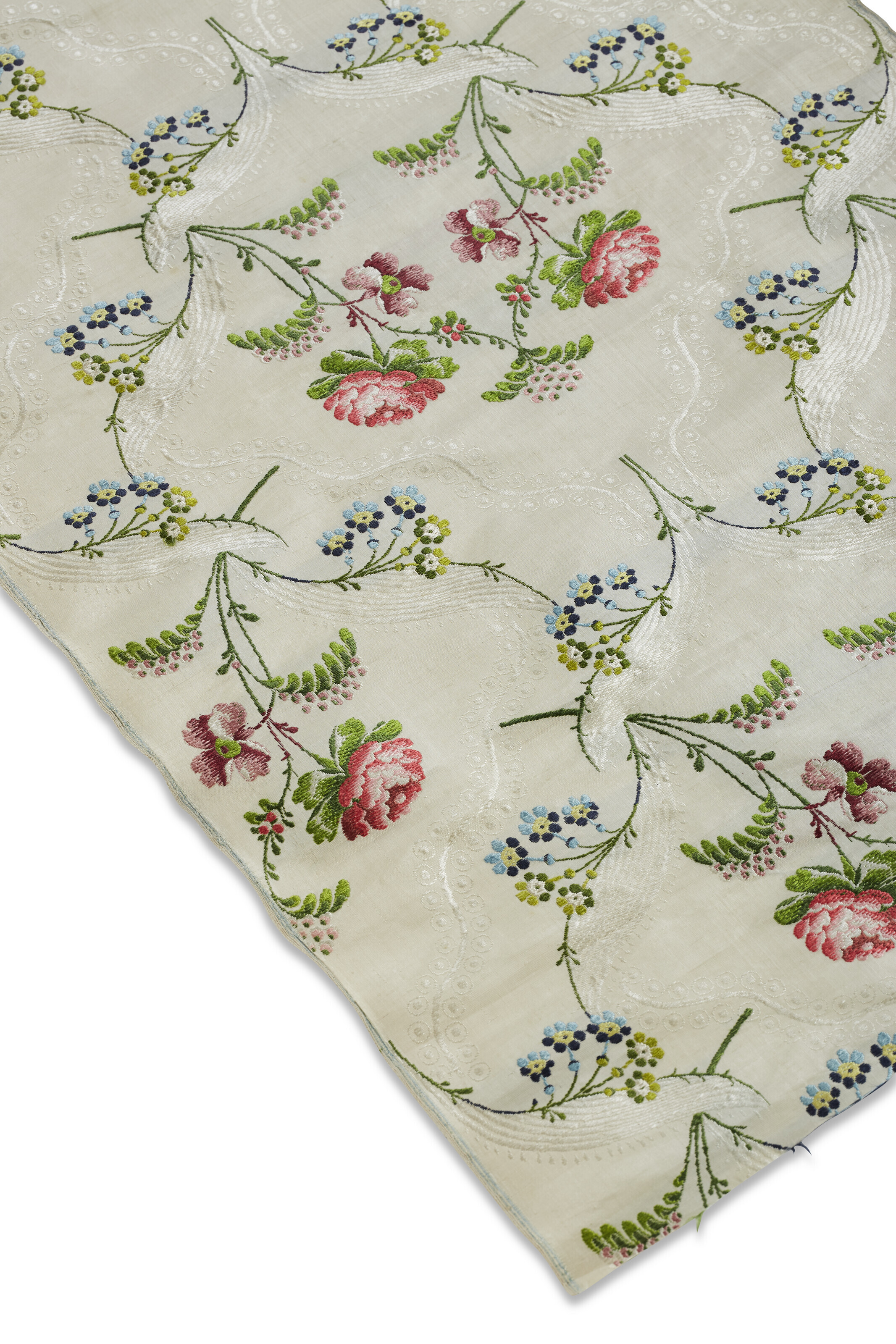 A EXCEPTIONALLY LONG LENGTH OF FRENCH SILK BROCADE, MID-18TH CENTURY ...